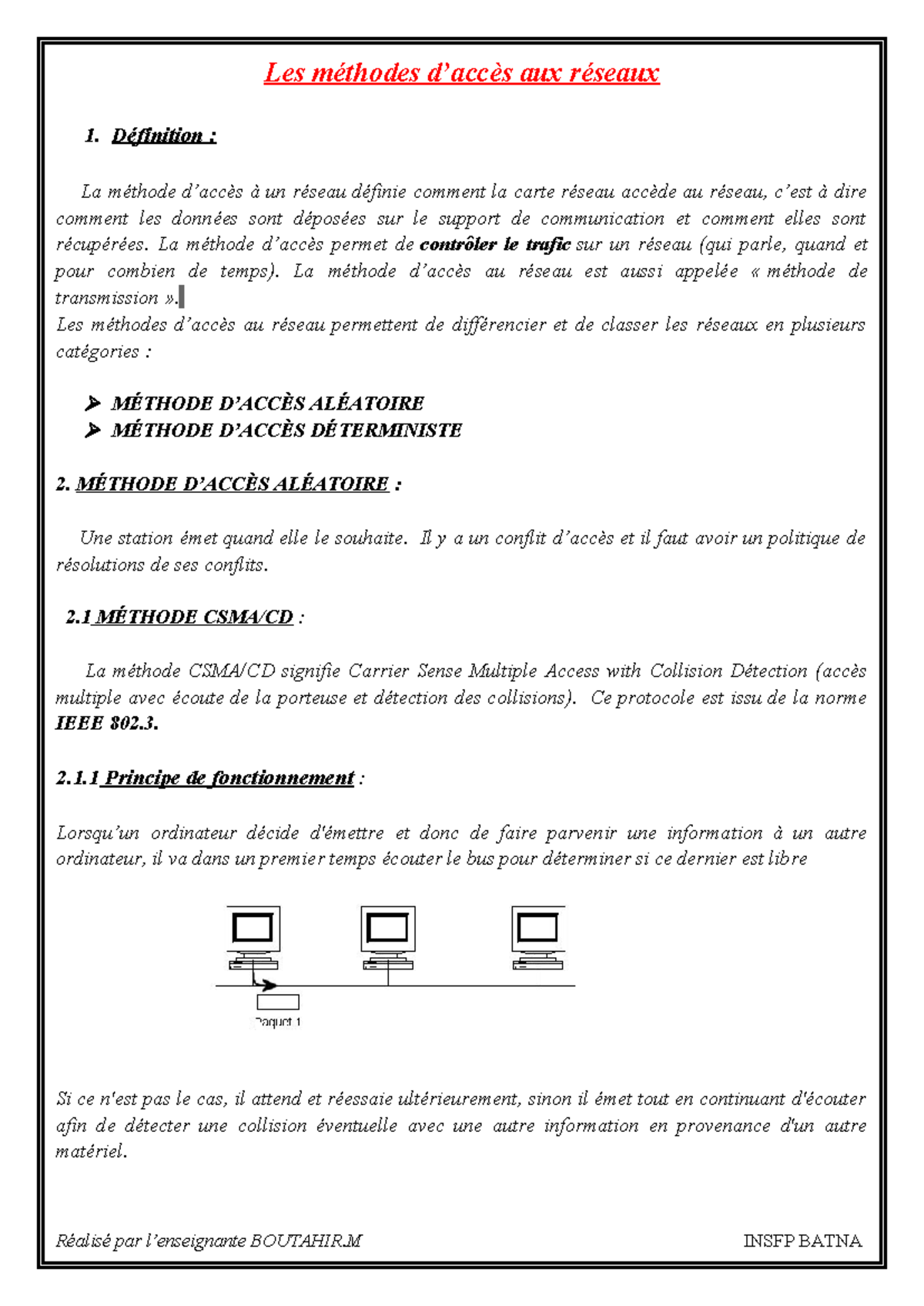 Méthodes d'Accès Réseau 1 : Définition et Principes de Fonctionnement ...