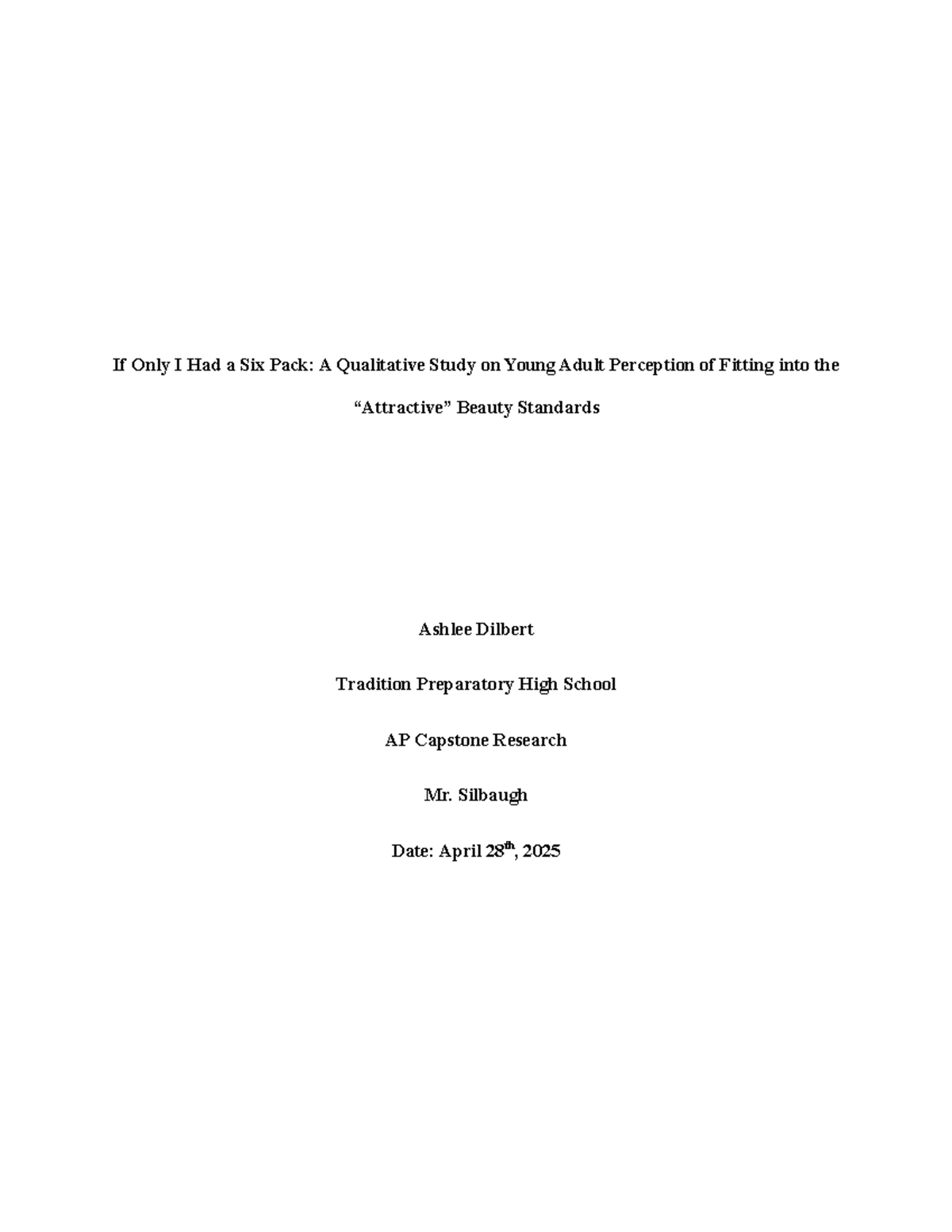 AP Capstone Research: Male Adolescents' Views on Beauty Standards - Studocu