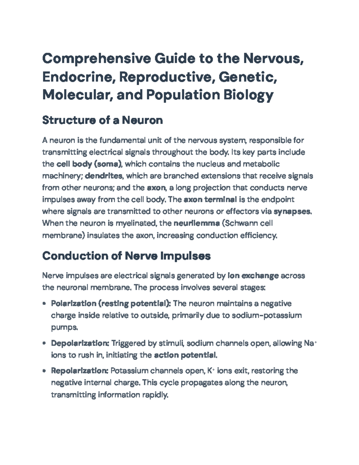 Comprehensive Biology Study Guide: Nervous, Endocrine, Genetics & More ...