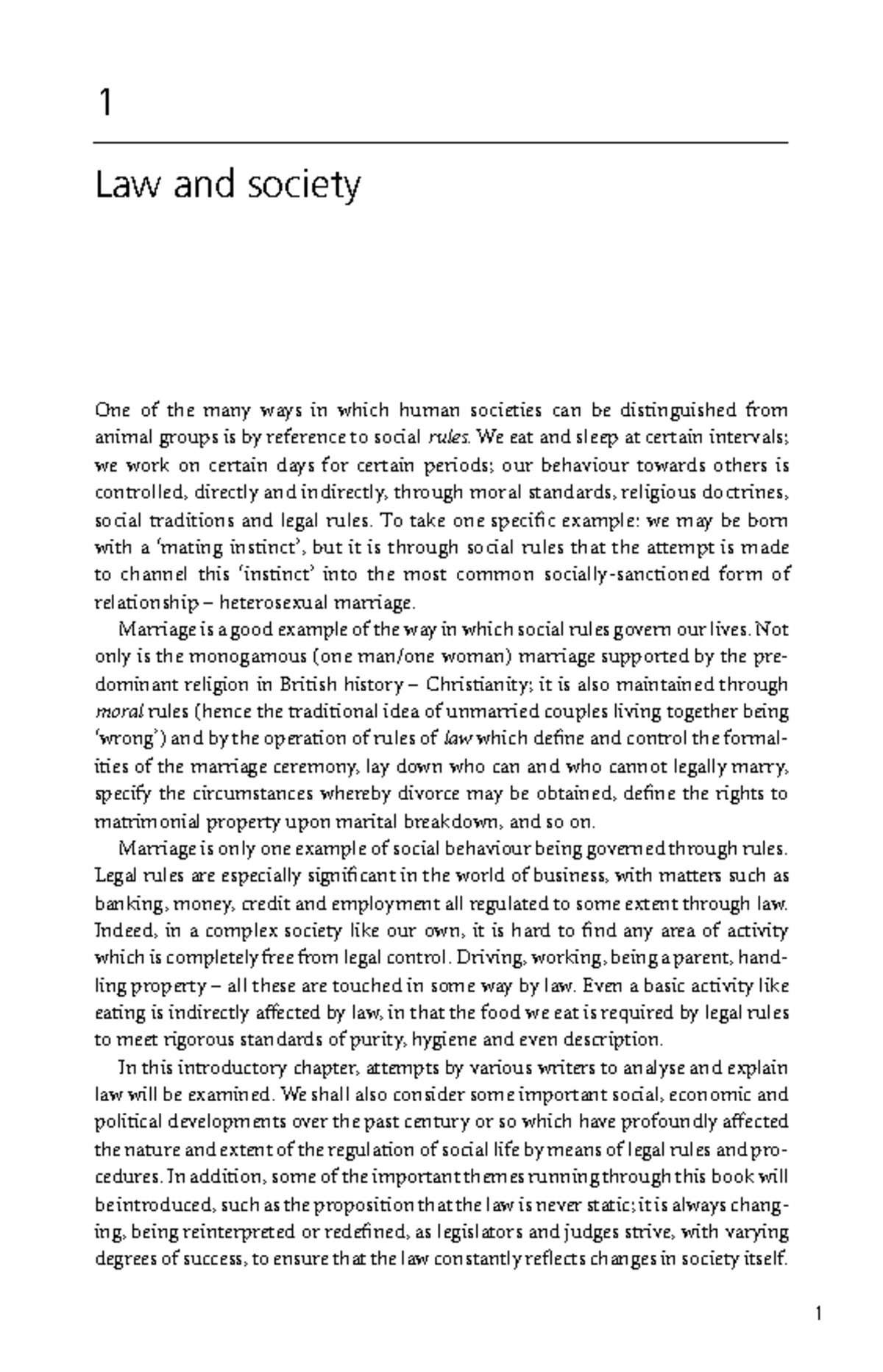 LAW101: Introduction to Law - Chapter 1: Law and Society - Studocu