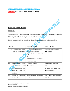 AS and A level Chemistry Core Practical 6 - EDEXCEL Chemistry Teacher Resource Pack 1 © Pearson ...