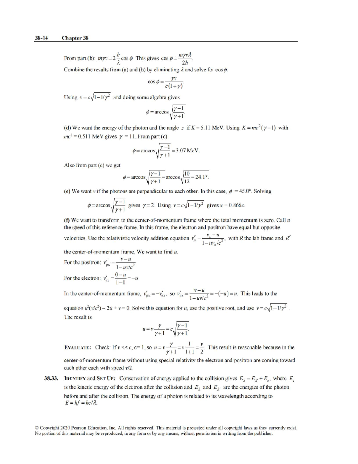 University Physics (PHYS 1442) Chapter 38 Solutions and Discussion ...