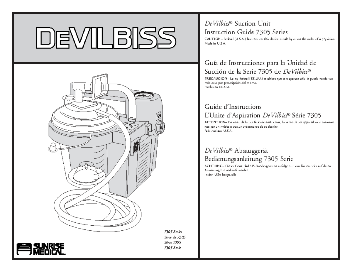 DeVilbiss® Suction Unit Instruction Manual 7305 Series - Studocu