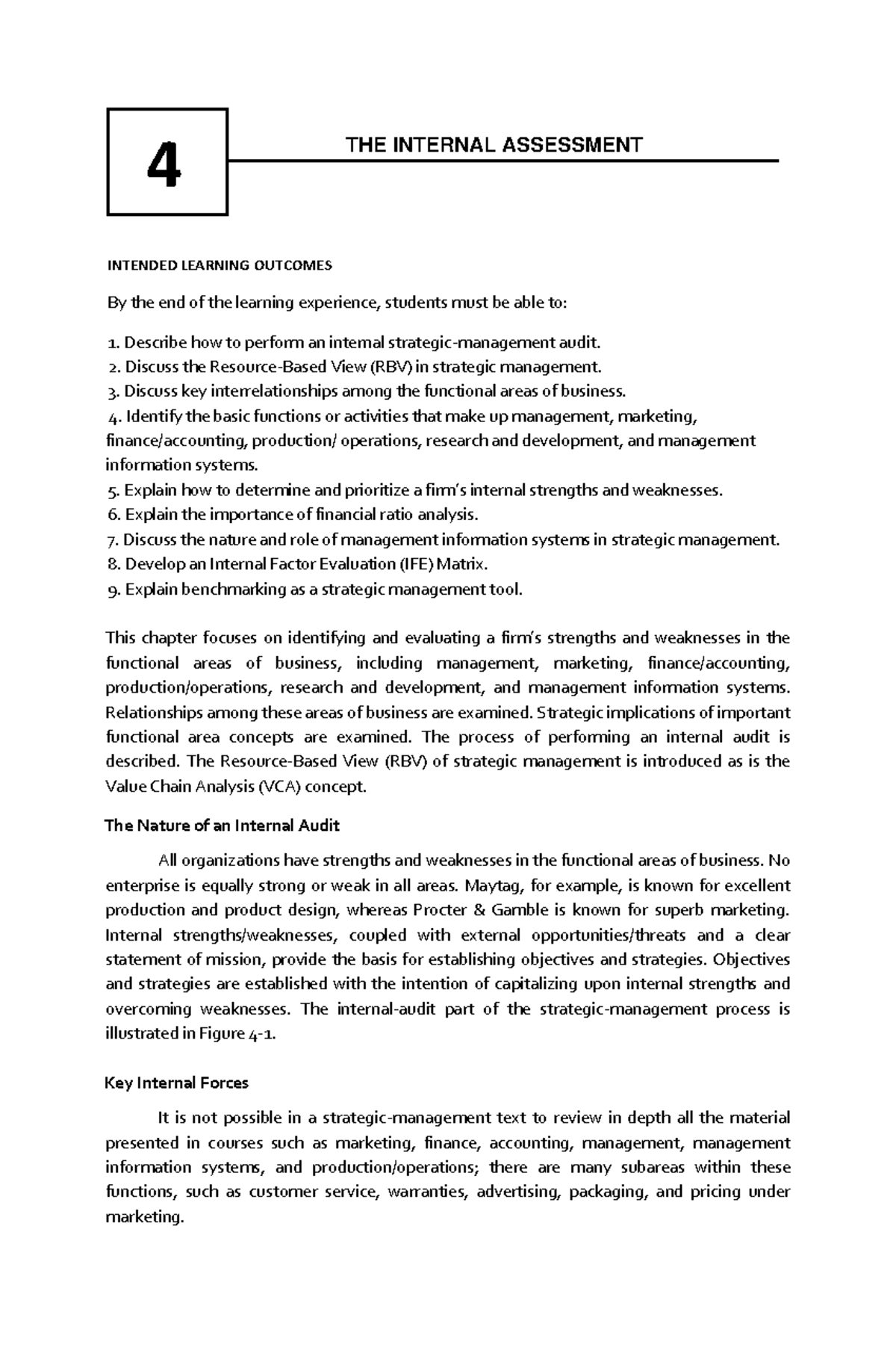 Chapter 4: Internal Assessment Learning Outcomes and Key Concepts - Studocu