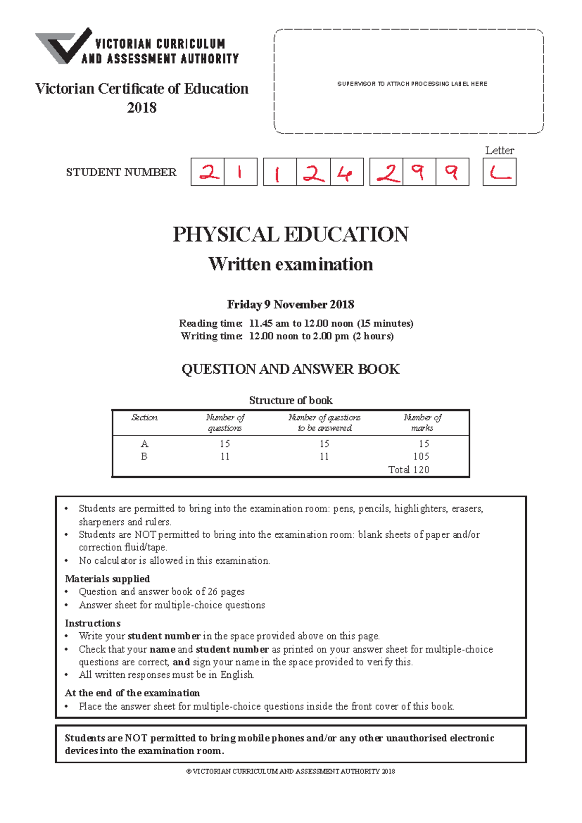 2018 VCAA PE FINAL EXAM - Past Exam Paper Review and Analysis - Studocu