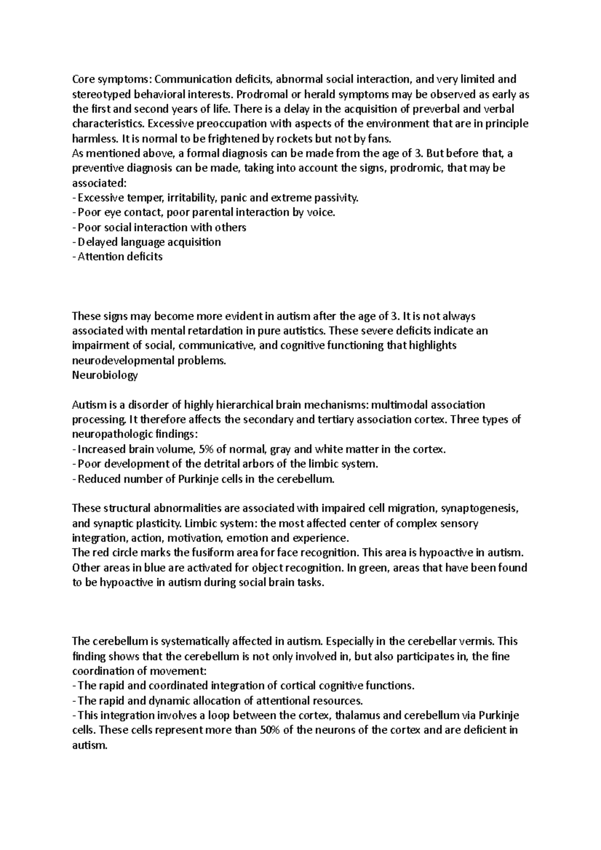 Core Symptoms and Neurobiology of Autism - General Psychology - Studocu