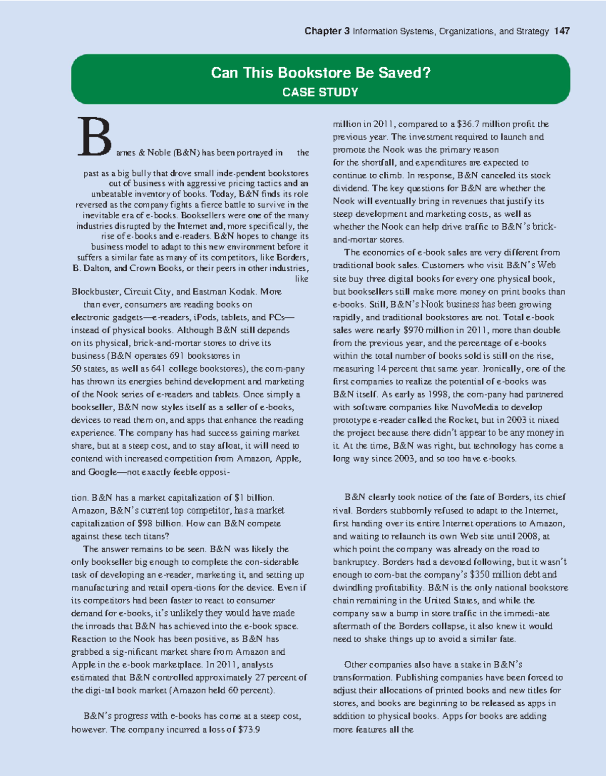 Chapter 3 - summary - Chapter 3 Information Systems, Organizations, and Strategy 147 Can This ...