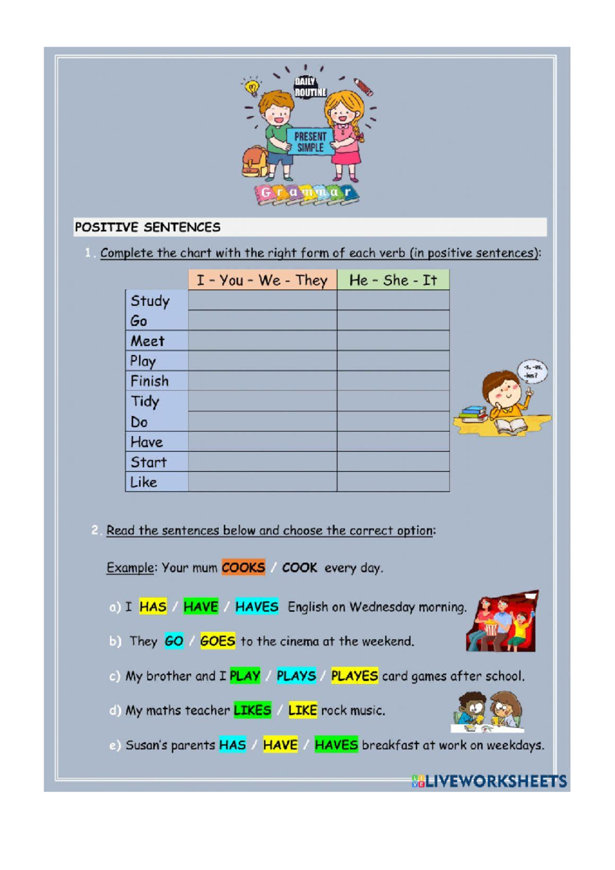 DAILY ROUTINE: PRESENT SIMPLE POSITIVE & NEGATIVE SENTENCES - Studocu