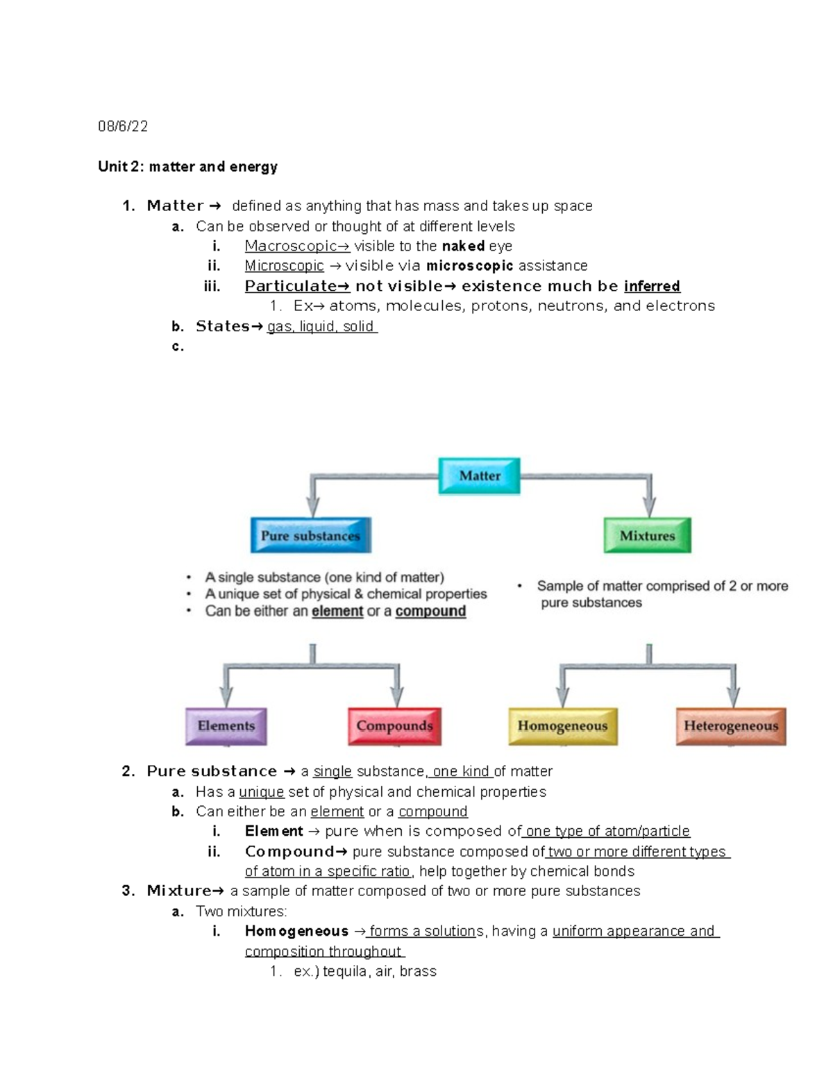 Unit 2: Matter and Energy Overview for Science 101 Lecture Notes - Studocu
