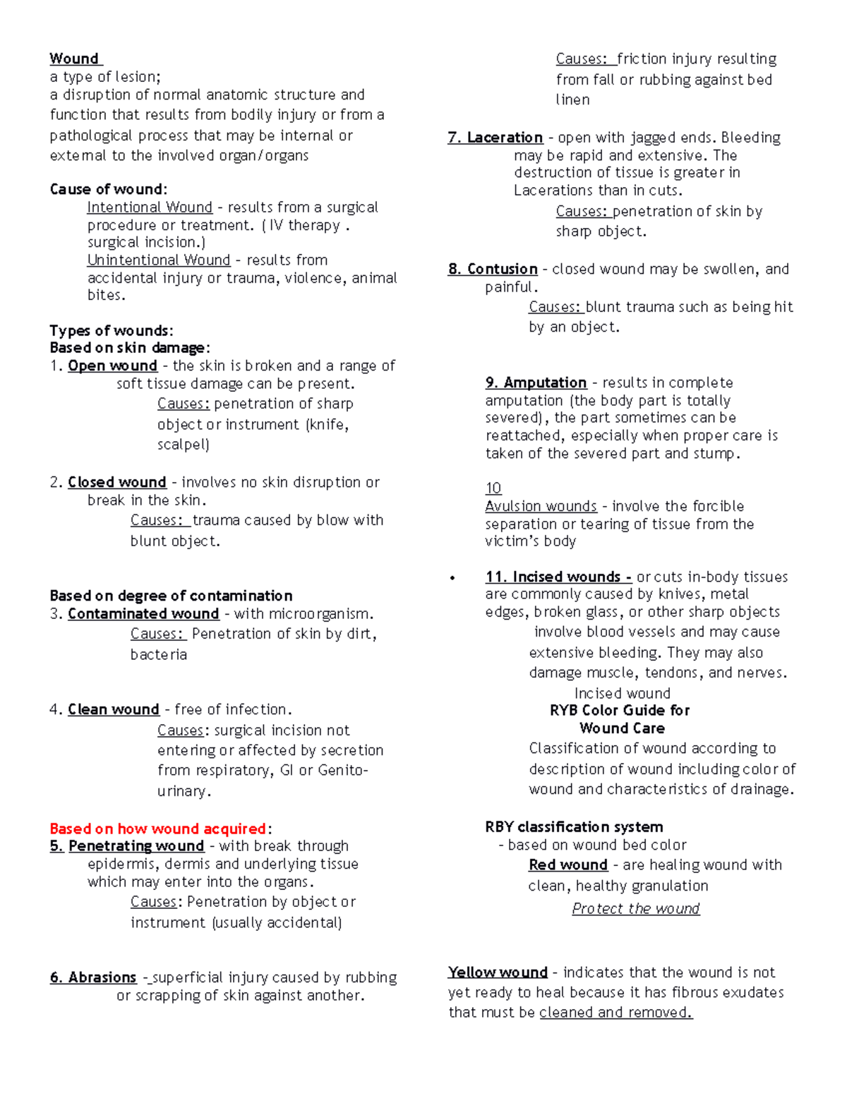 Wound CARE AND EINC - for nursing students - Wound a type of lesion; a ...