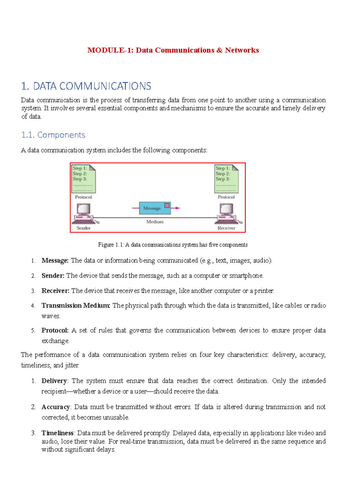 Data Communications Networks 1: Key Concepts and Components - Studocu