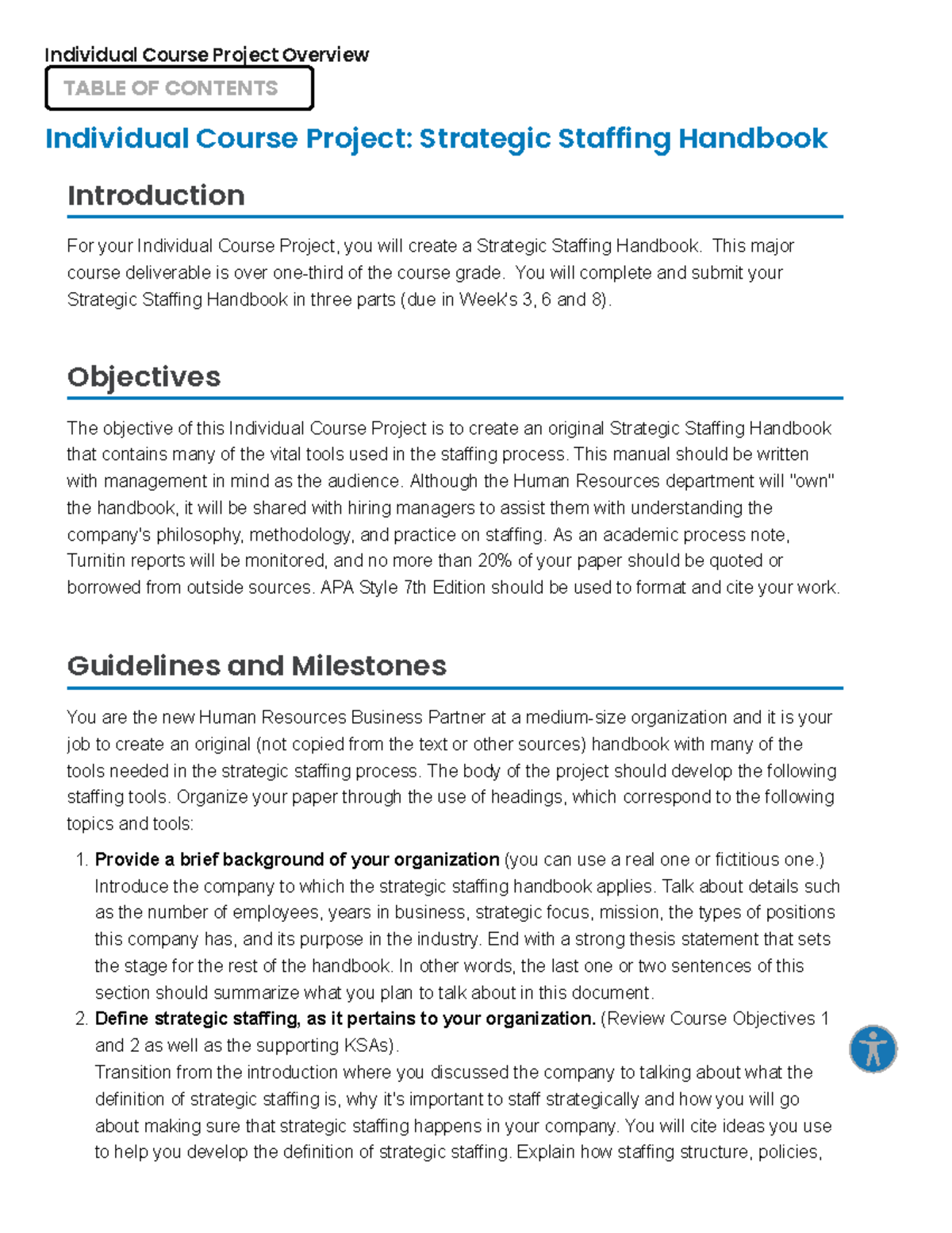 Strategic Staffing Handbook Overview - Individual Course Project 12155 ...