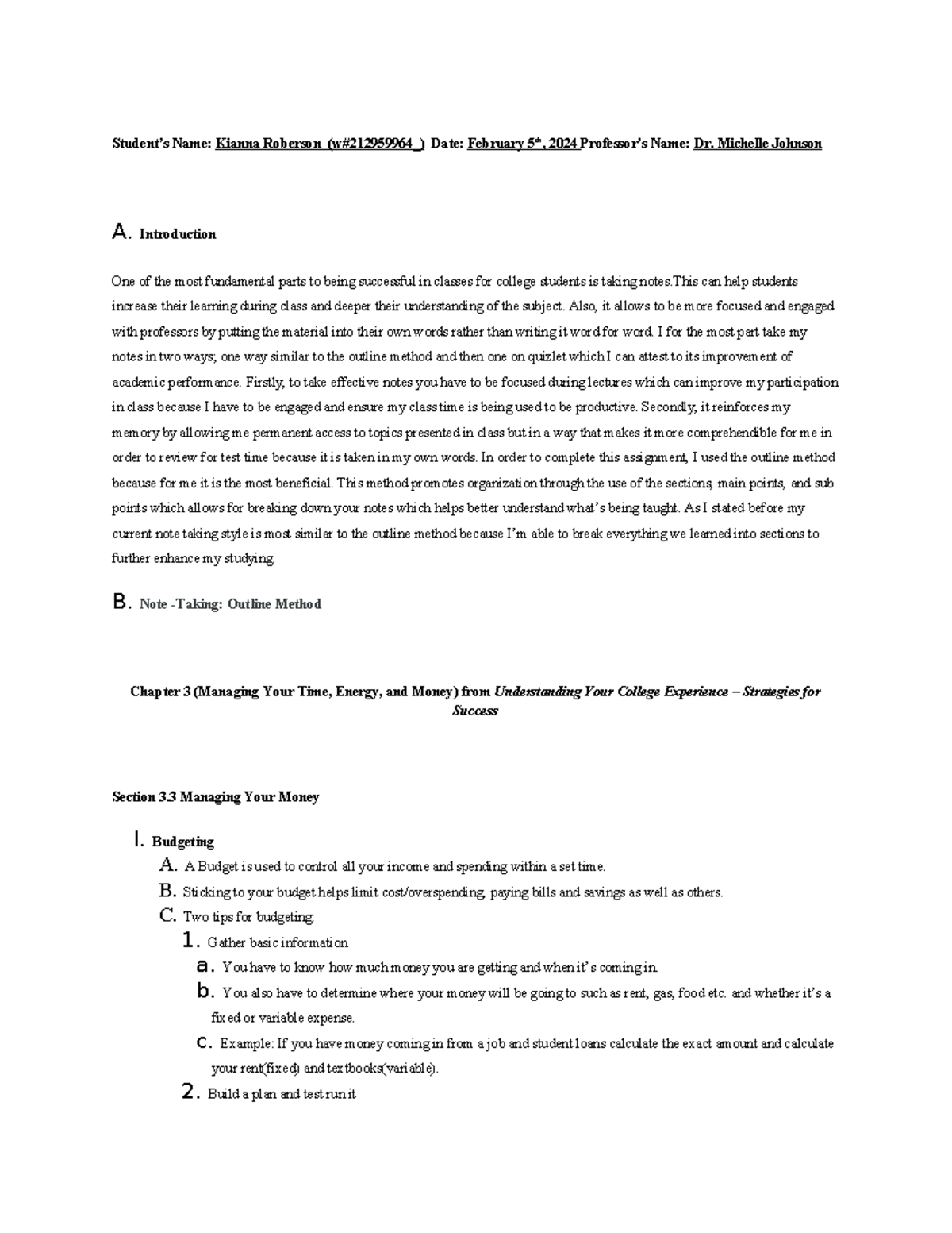Note-Taking Assignment (W#212959964) - Outline Method Overview - Studocu