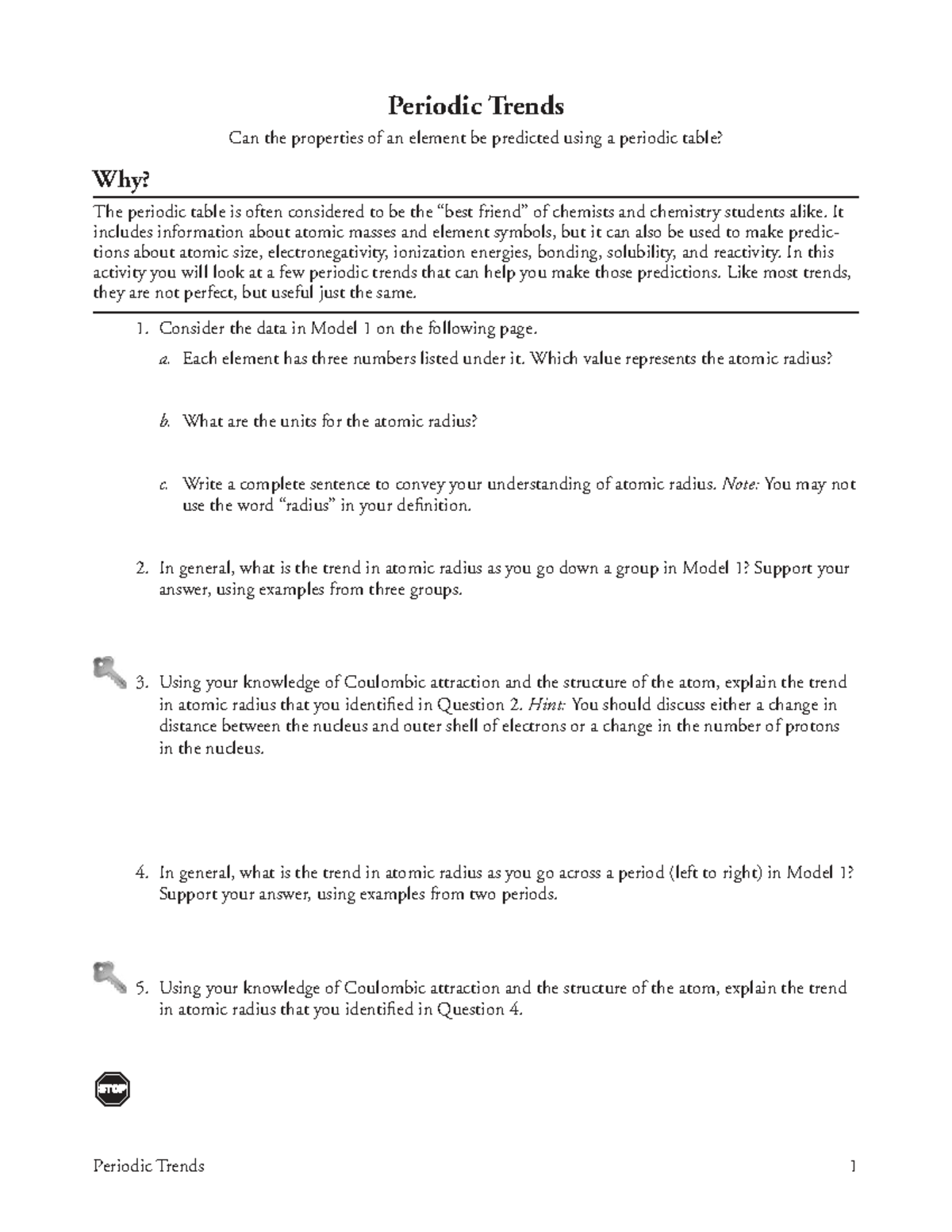 Periodic Trends: Predicting Element Properties Using the Periodic Table ...