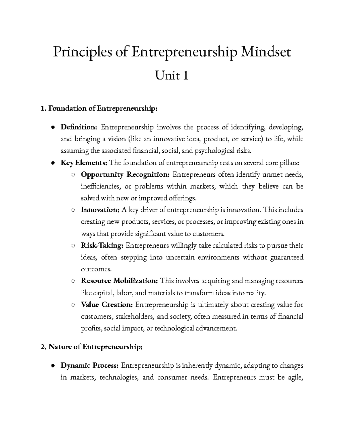 Principles of Entrepreneurship Mindset - Key Elements: The foundation ...
