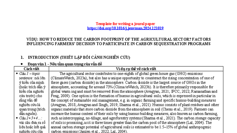 Template for Writing a Journal Paper: Reducing Carbon Footprint in ...
