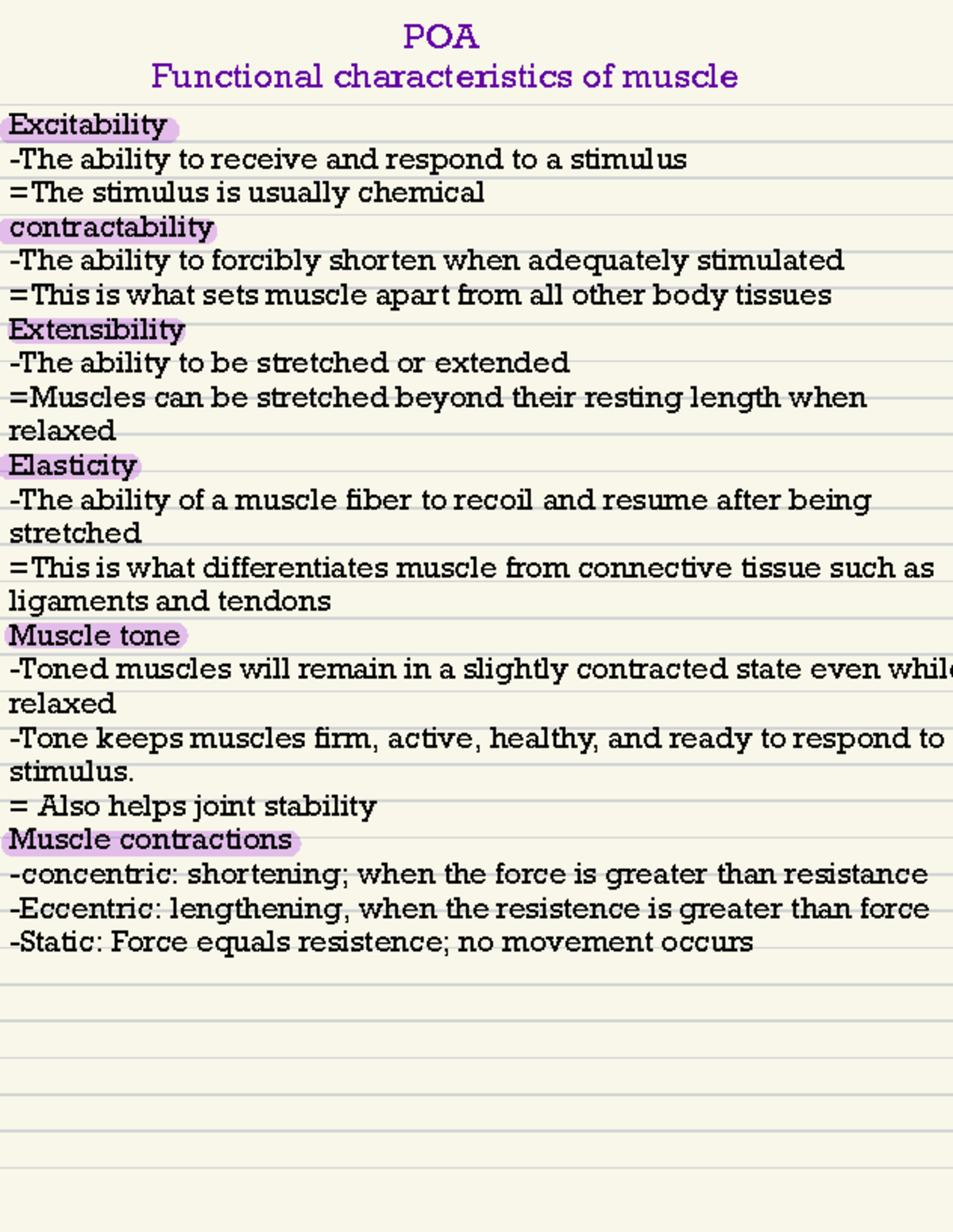 Functional Characteristics of Muscle: Principles of Analysis (Course ...