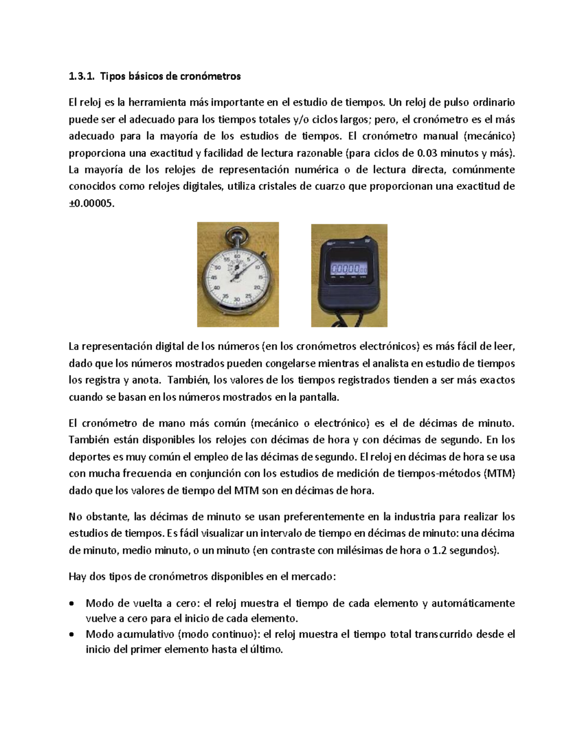 Tipos de Cronómetros: Comparativa entre Mecánicos y Digitales - Studocu