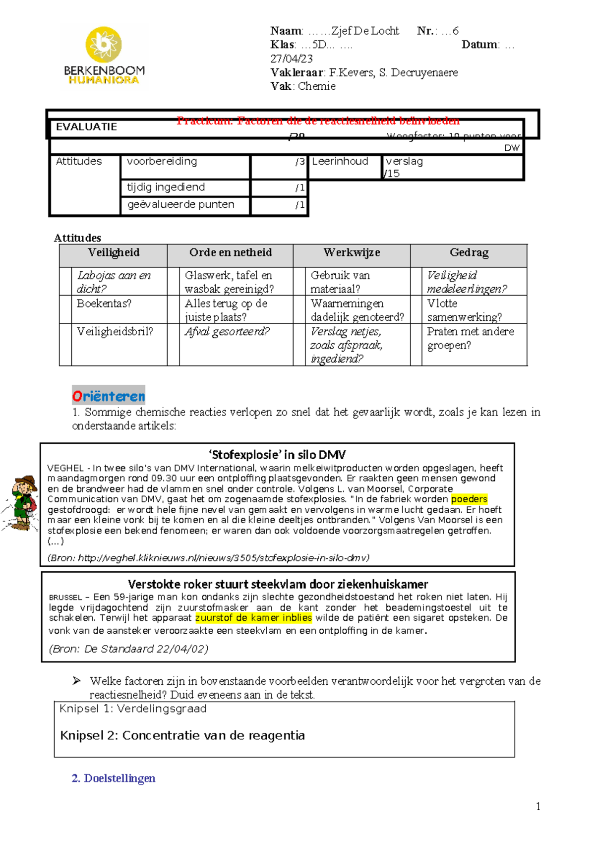 Practicum Chemie: Invloed op Reactiesnelheid en Veiligheidsoverwegingen ...