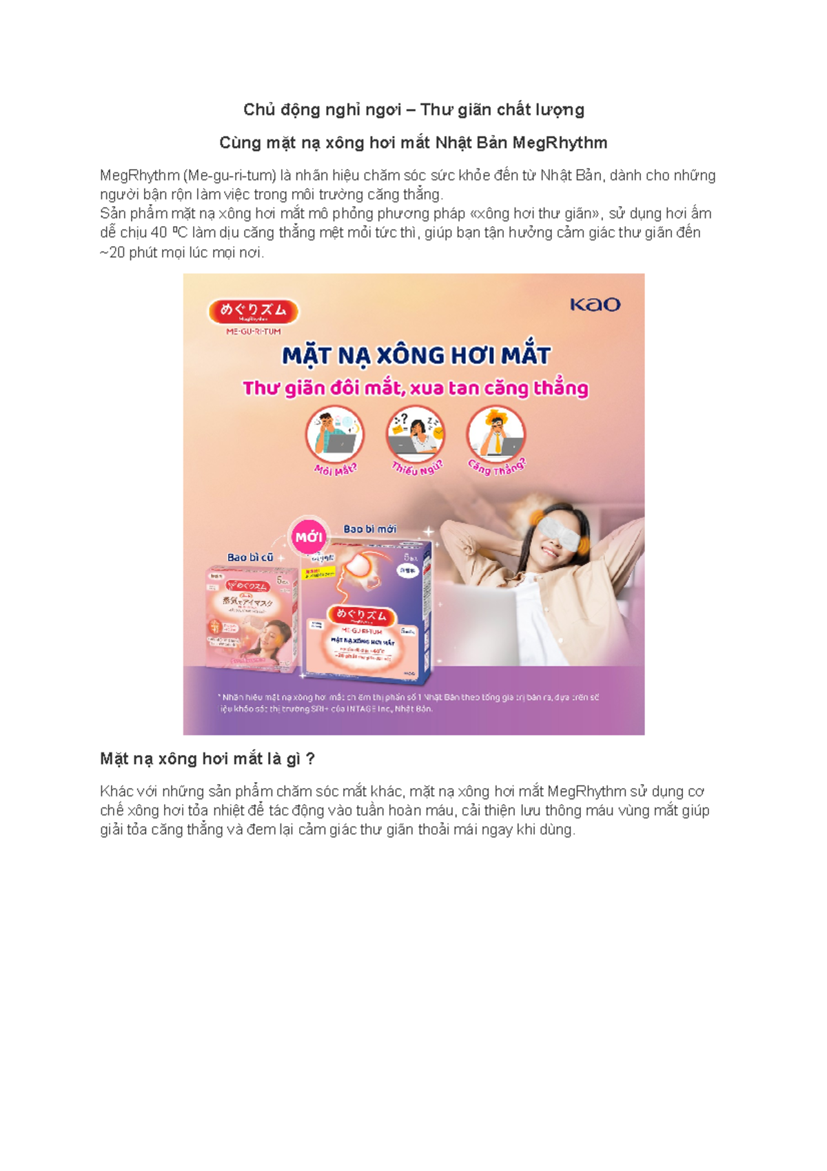 Meg Rhythm Review san pham - Chủ động nghỉ ngơi – Thư giãn chất lượng ...