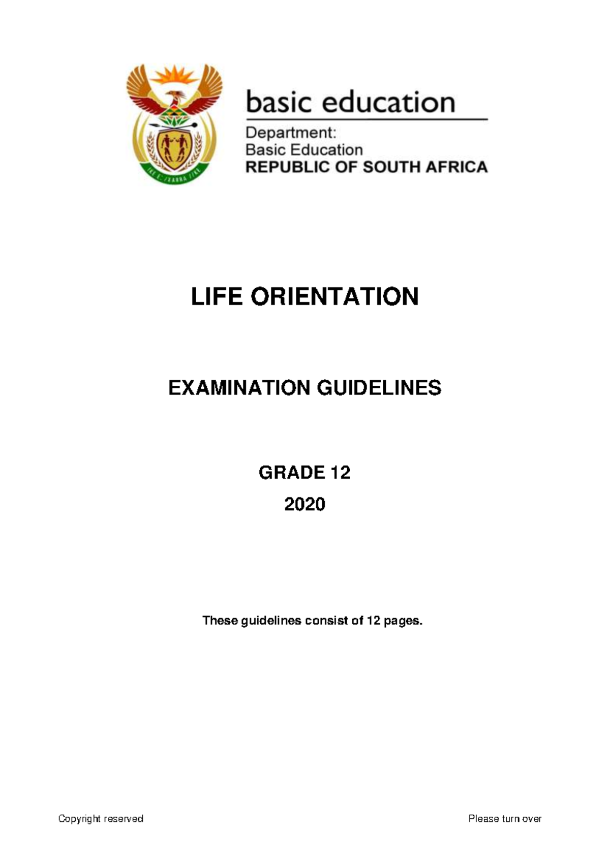 CAPS LO GRADE 12 EXAMINATION GUIDELINES 2020 - Studocu