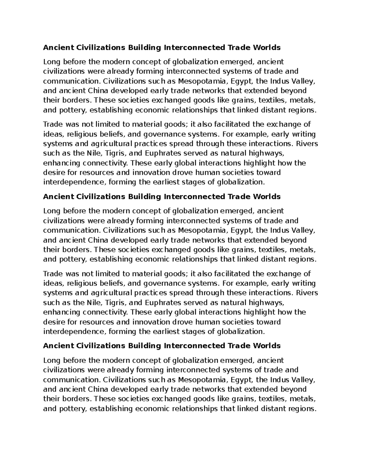 Ancient Civilizations and Their Interconnected Trade Networks - Studocu