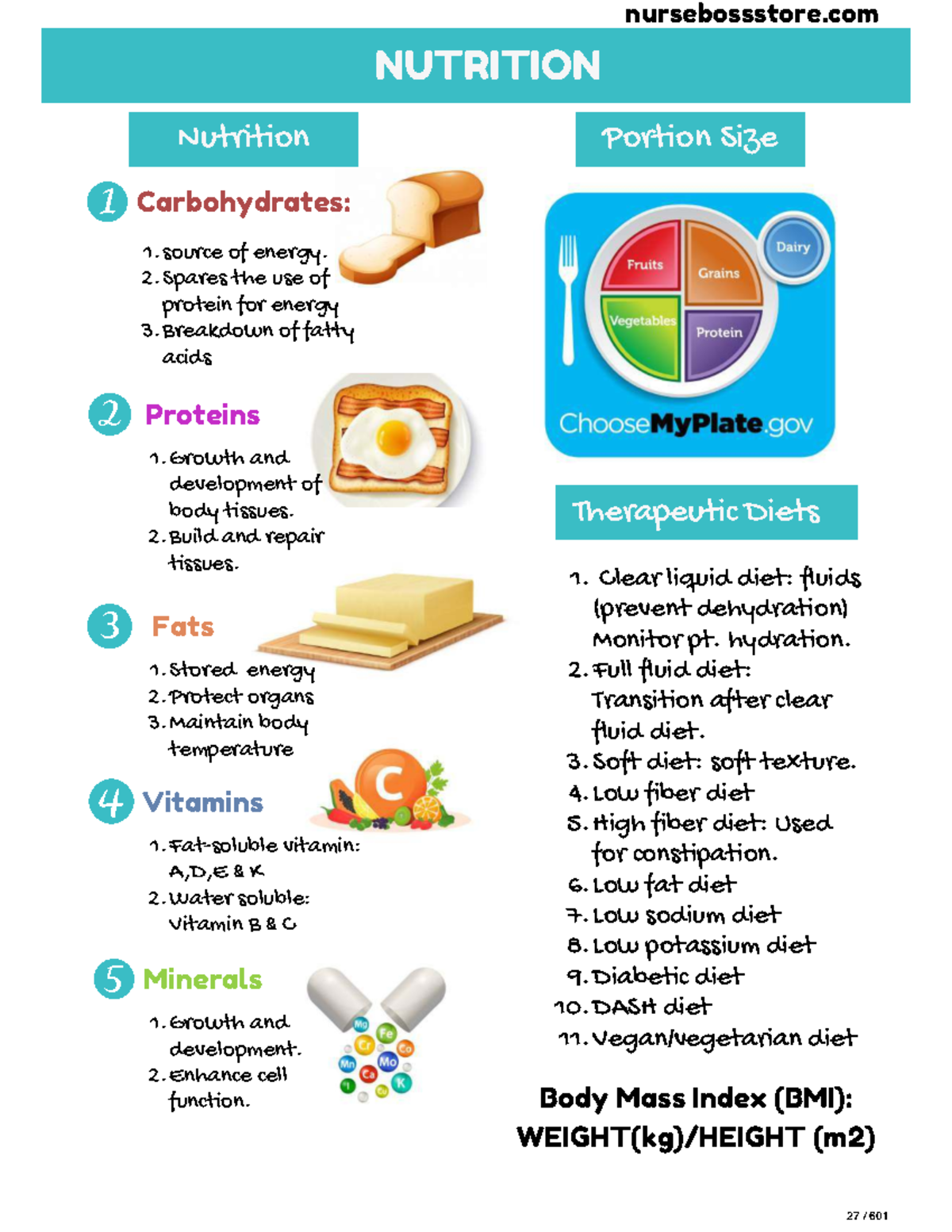 NUTRITION Study Guide: Portion Sizes & Therapeutic Diets - Studocu