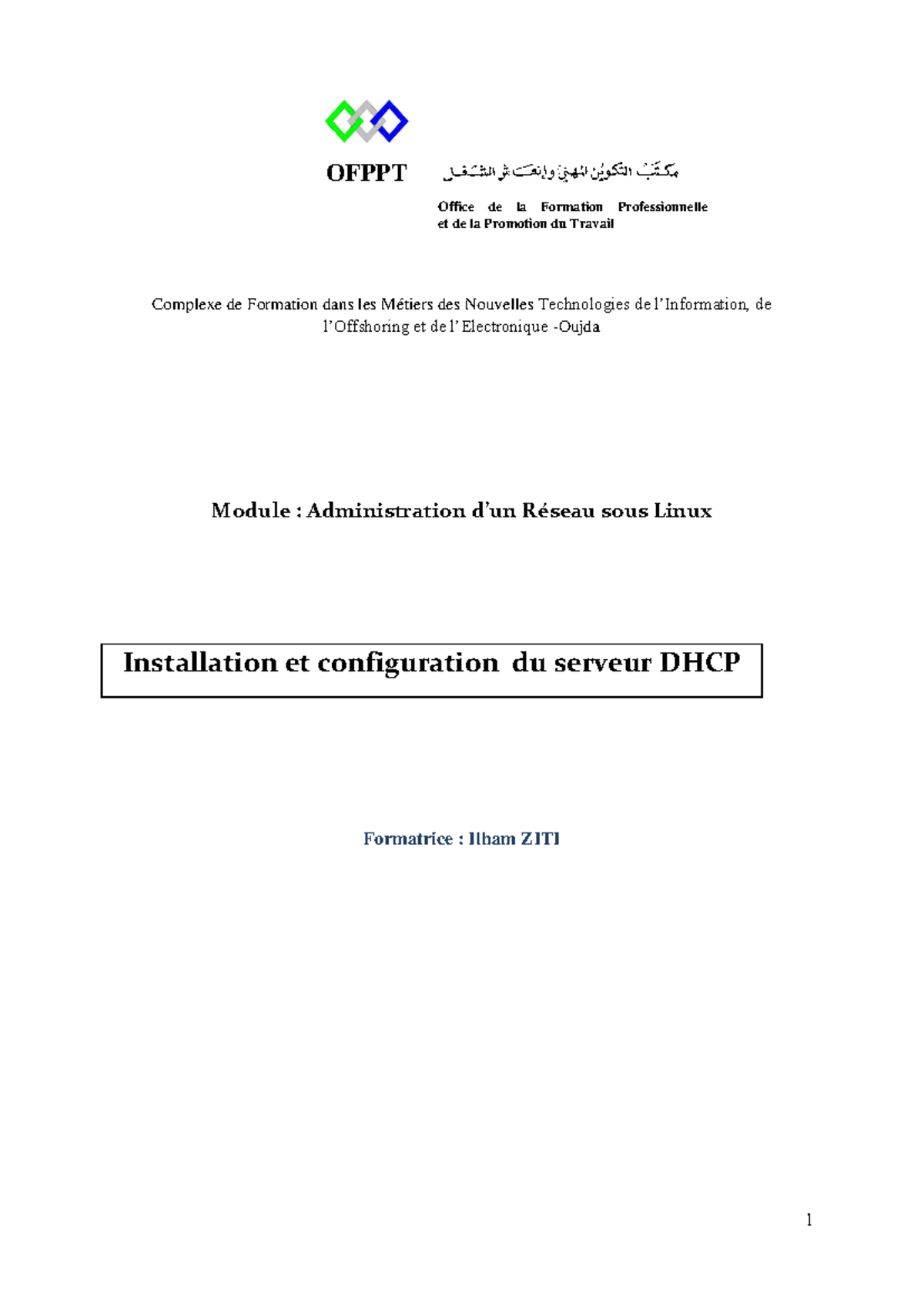 OFPPT - Cours sur l'Installation et Configuration du Serveur DHCP - Studocu