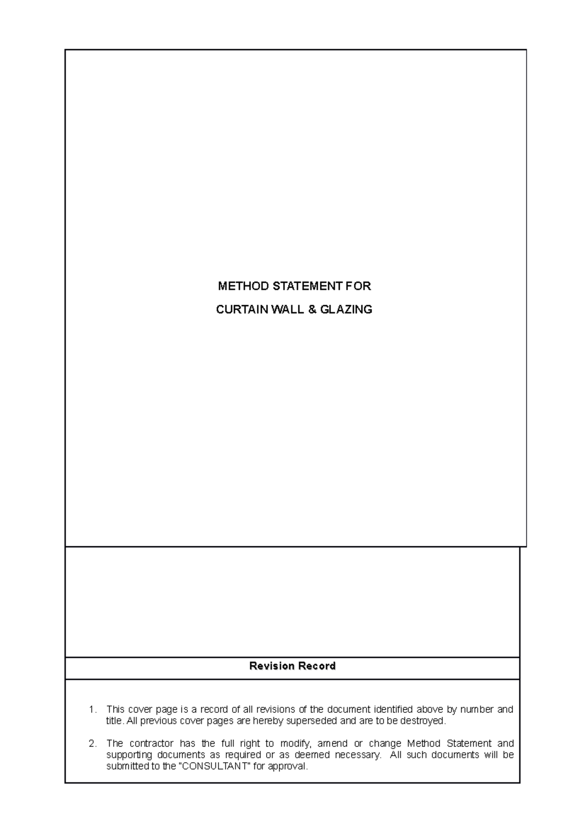 Method Statement for Curtain Wall & Glazing Installation (Rev. Record) - Studocu