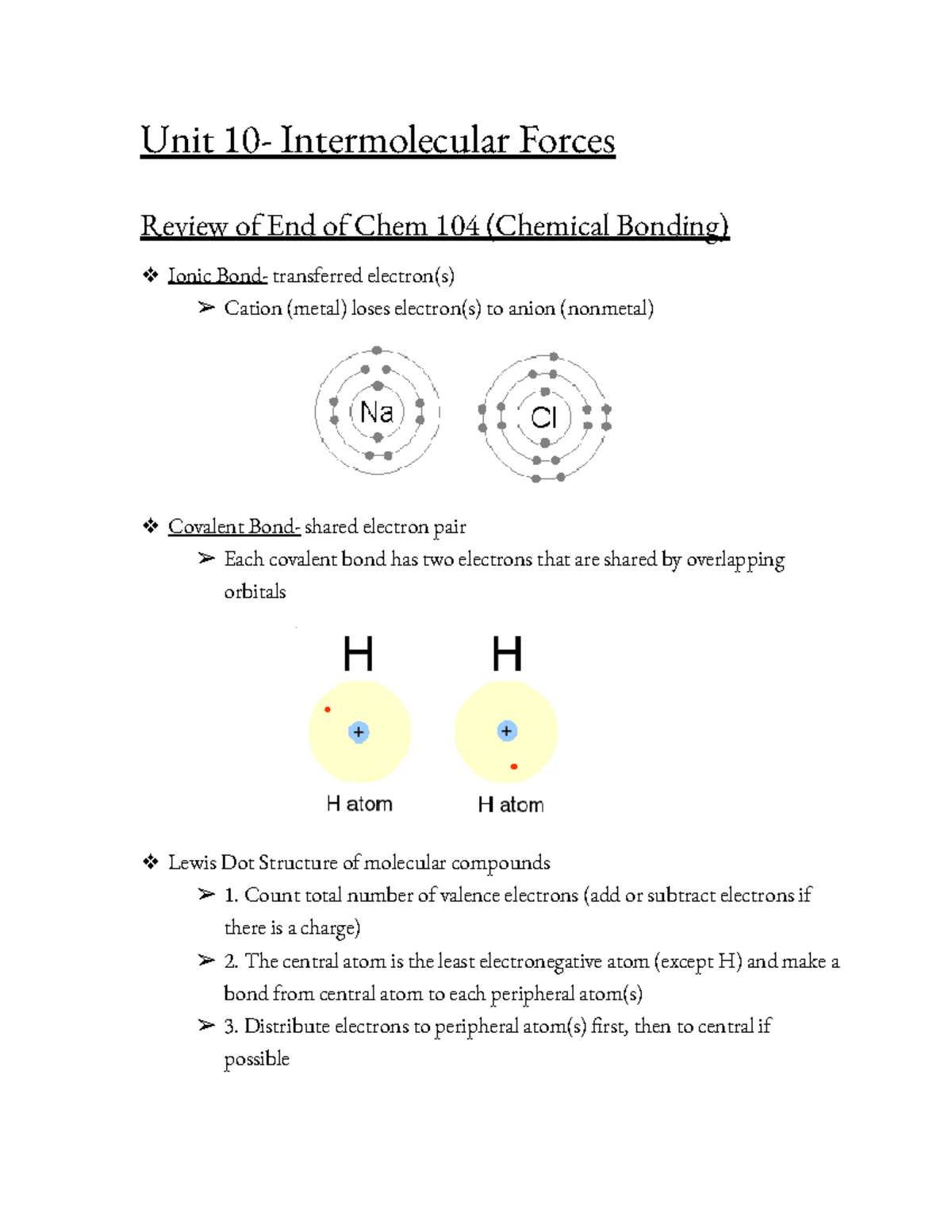 Unit 10- Notes - Unit 10- Intermolecular Forces Review of End of Chem ...