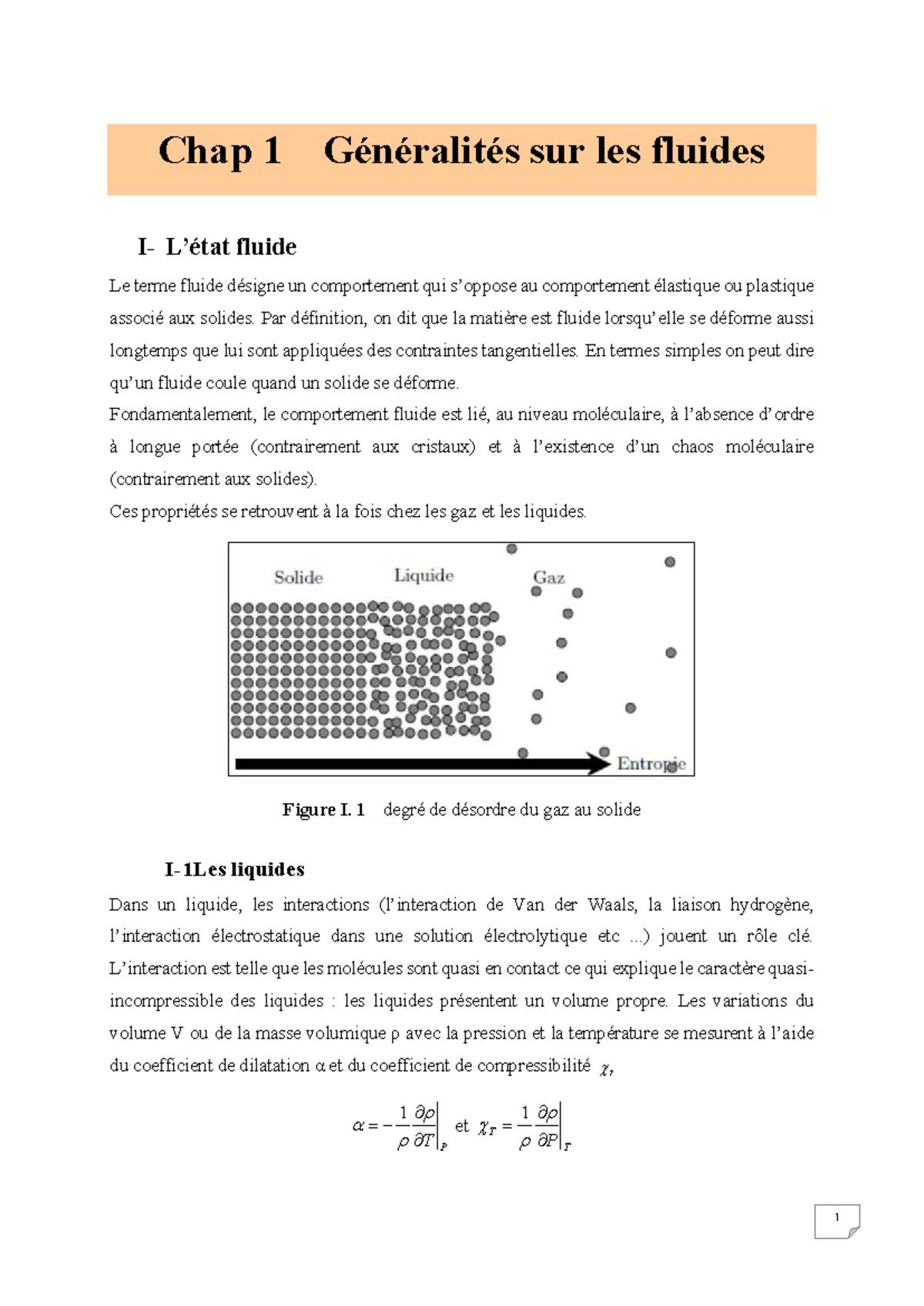 Chap 1: Généralités sur les Fluides - Concepts et Comportements - Studocu