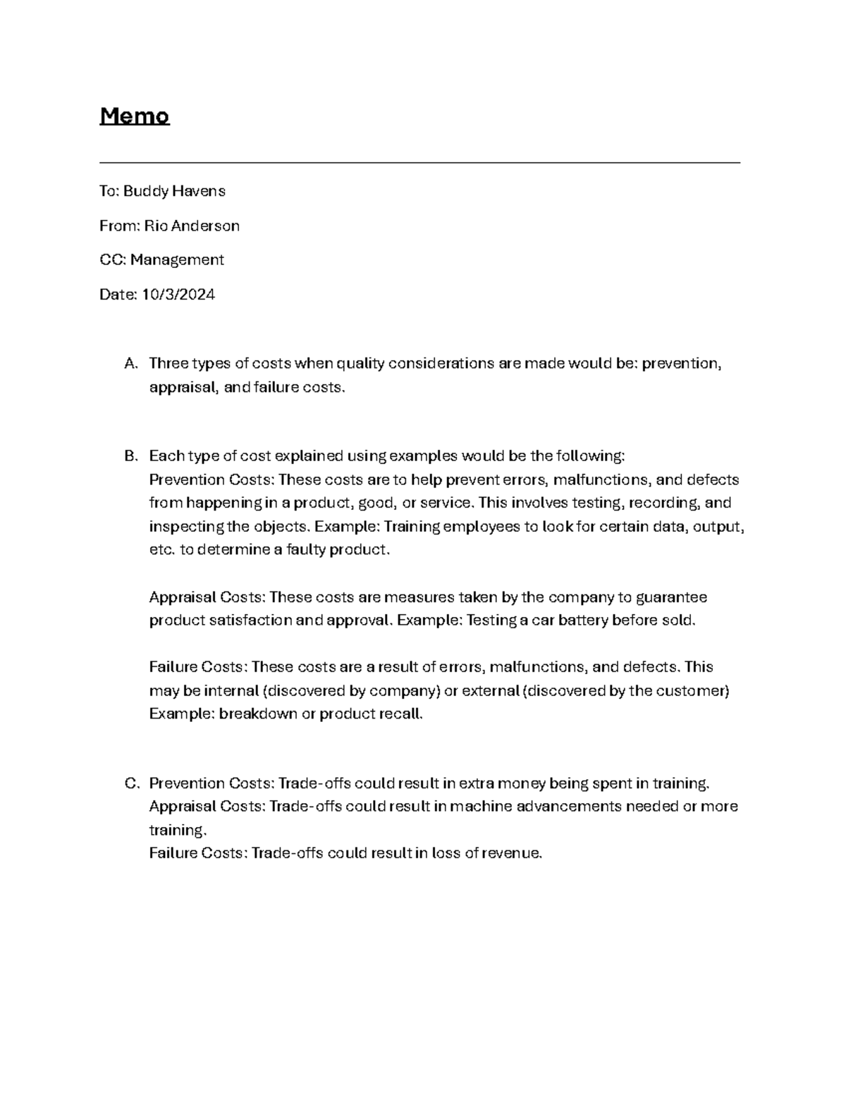 QHT1 Task 1 - QHT1 Task 1 Assessment - Memo - Studocu