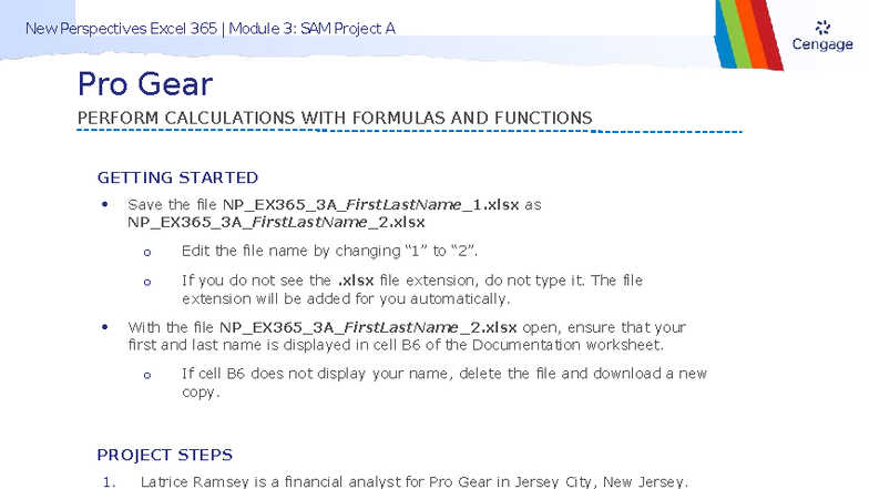 New Perspectives Excel 365 Module 3: SAM Project A Instructions - Studocu