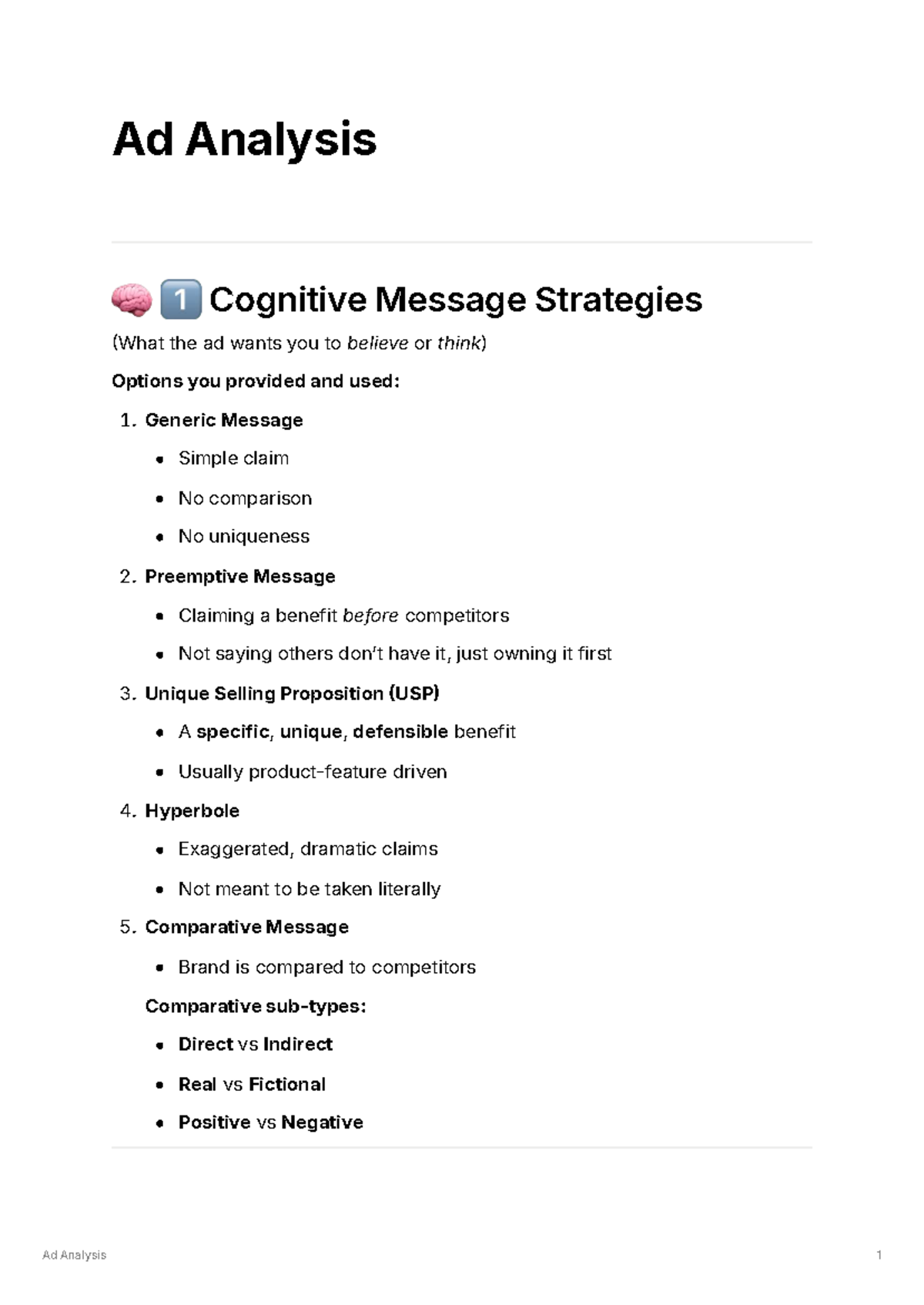 Ad Analysis: Cognitive, Affective & Conative Strategies (Exam Notes ...