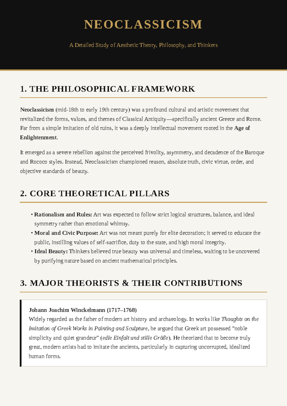 NEOCLASSICISM: A Detailed Study of Aesthetic Theory & Thinkers - Studocu