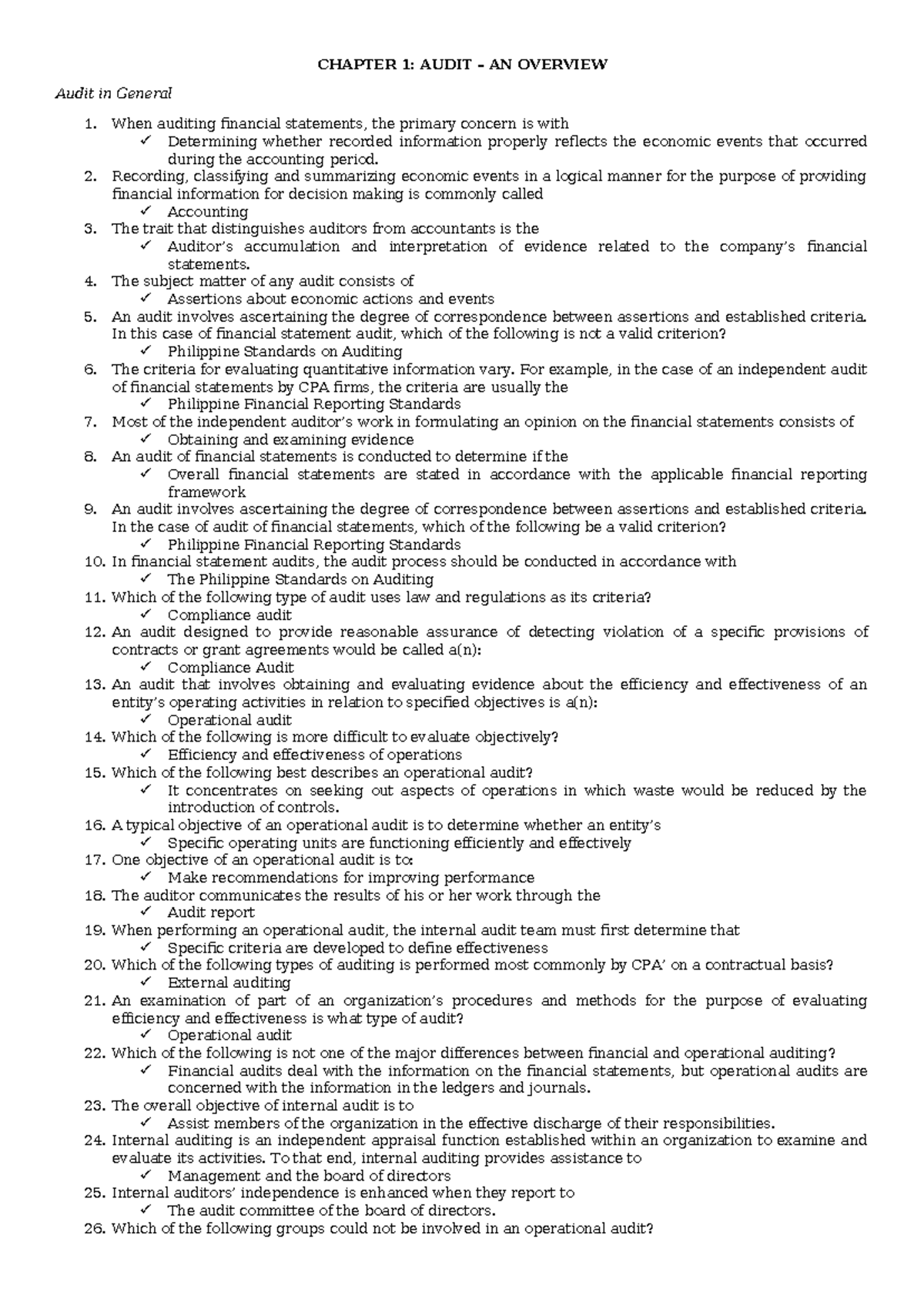 CHAPTER 1: AUDIT AN OVERVIEW - Key Concepts and Principles - Studocu