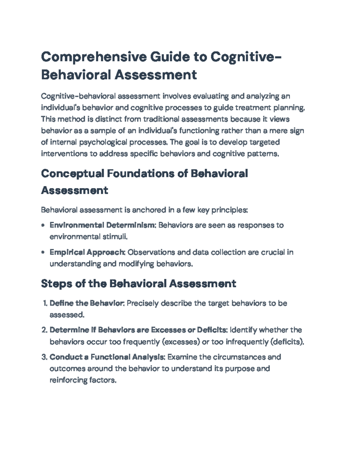 Cognitive-Behavioral Assessment Techniques and Tools (Course Code ...
