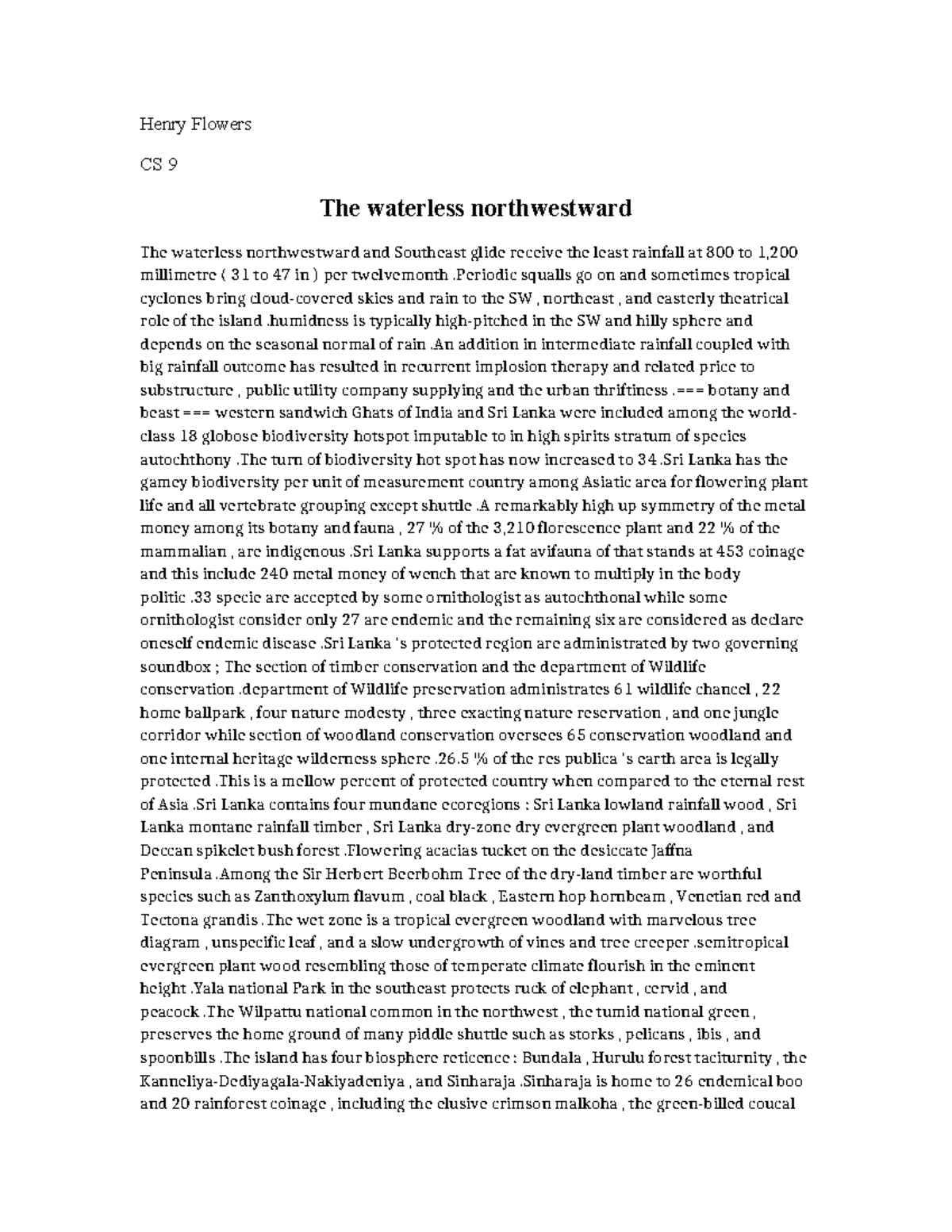 The Waterless Northwestward: Biodiversity Insights (CS 9) - Studocu
