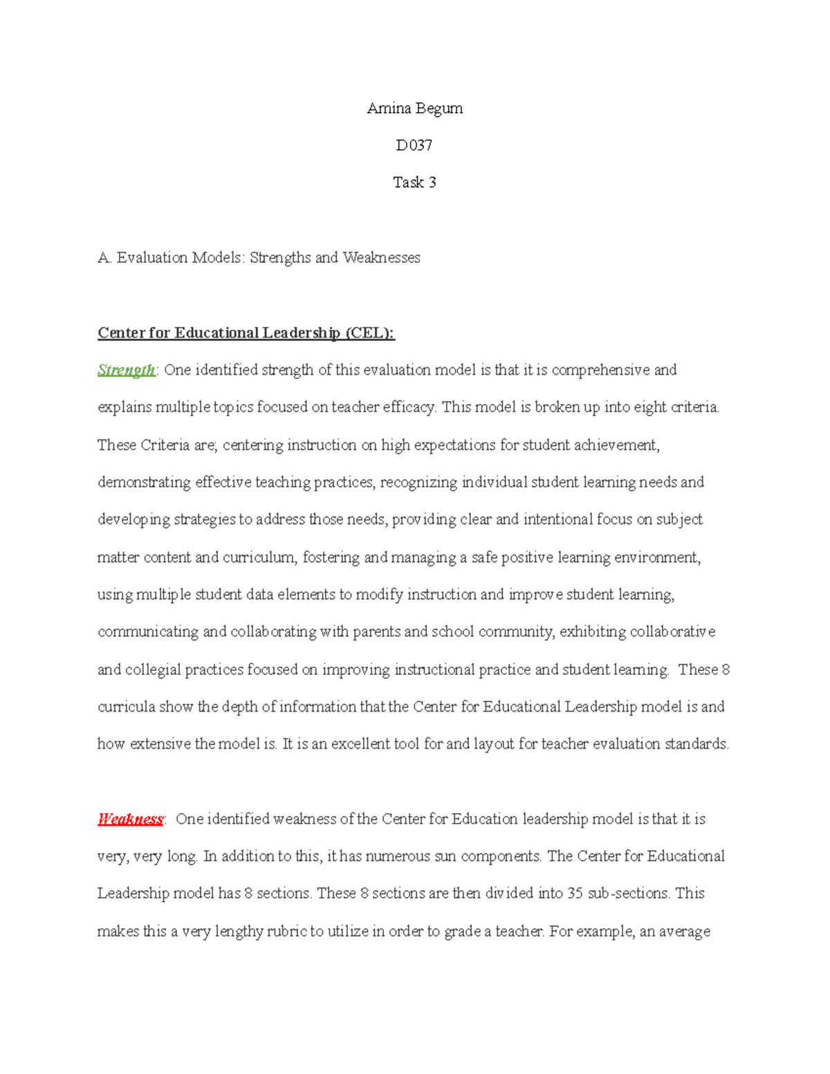 Amina Begum D037 Task 3 - Evaluation Models: Strengths & Weaknesses ...