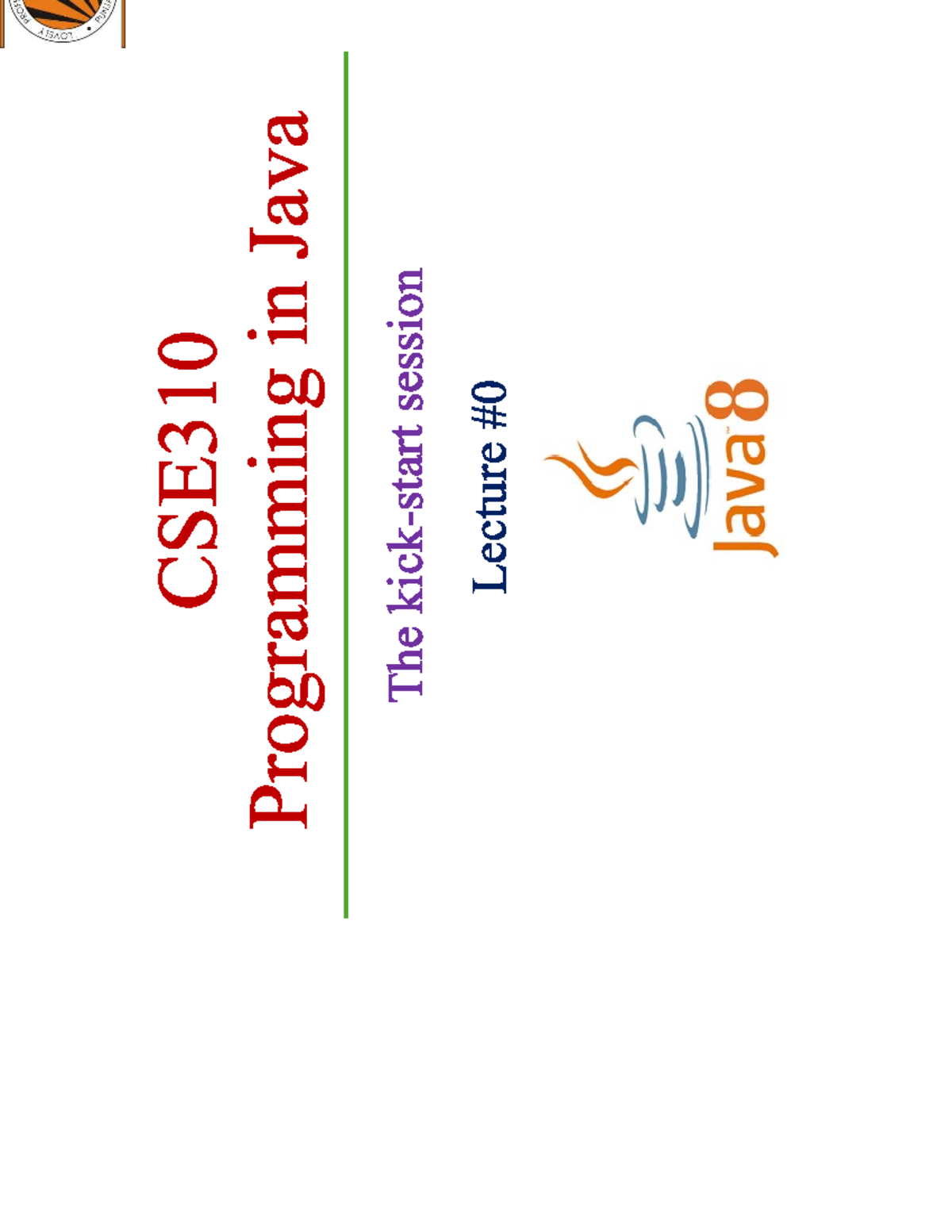 CSE310 Lecture Notes: Programming in Java Overview and Concepts - Studocu