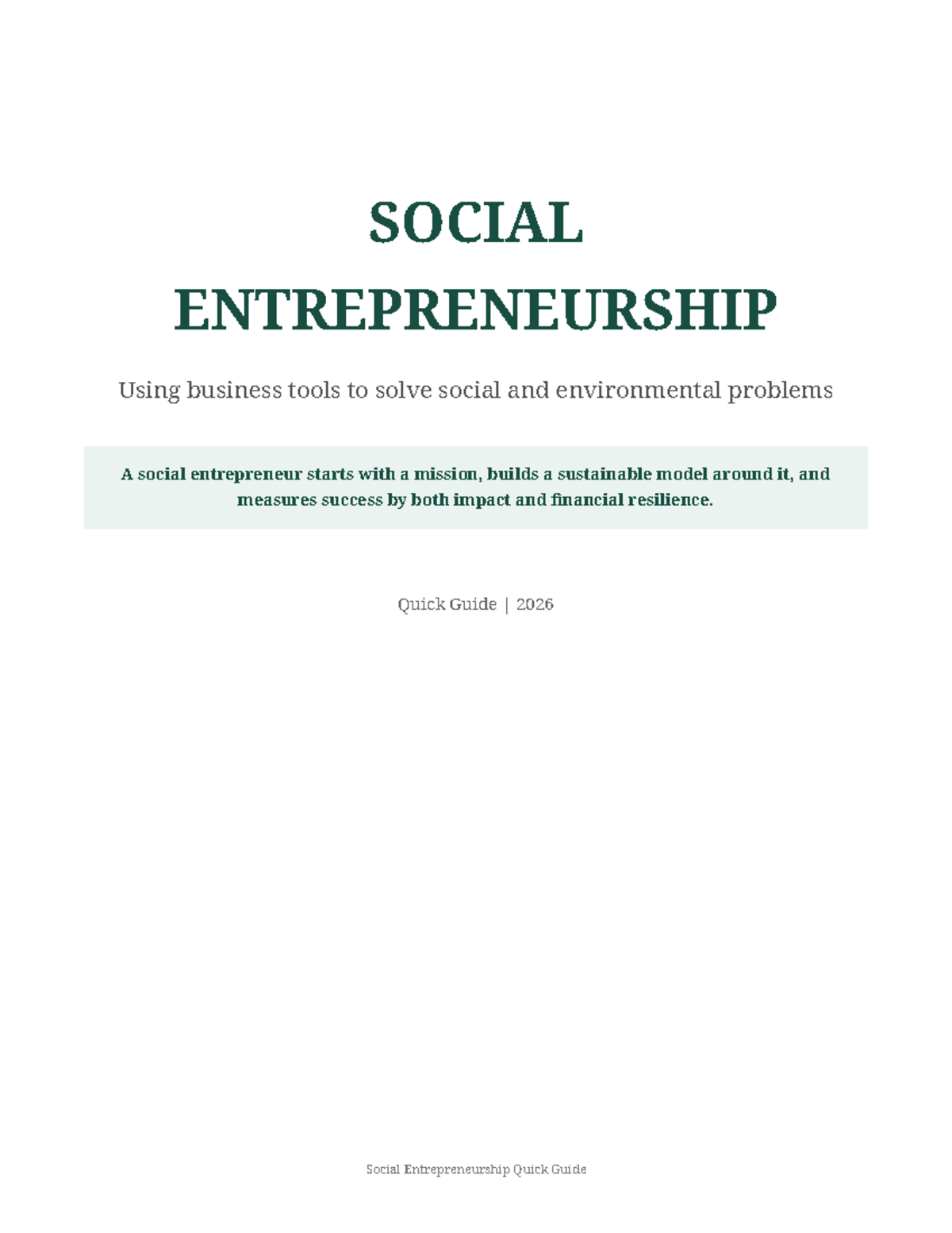 SOC 2026: Quick Guide to Social Entrepreneurship Principles - Studocu