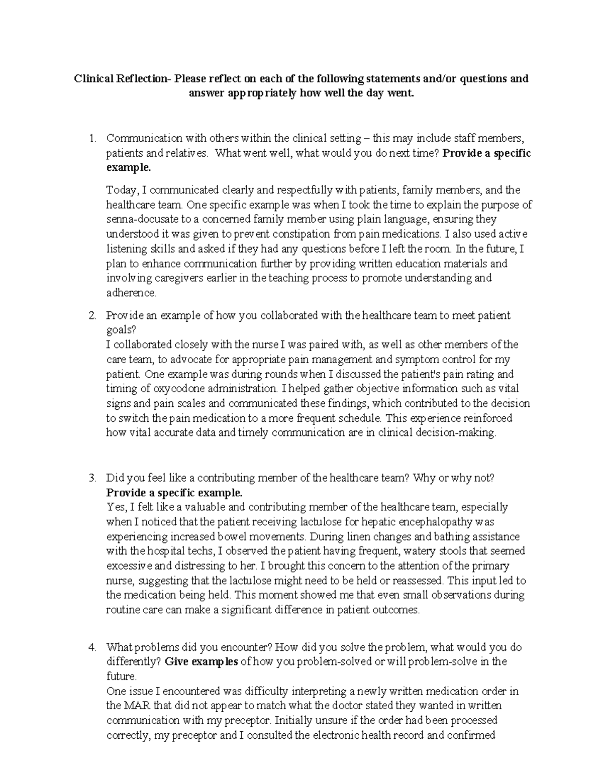 Clinical Reflection: Communication & Collaboration in Patient Care ...