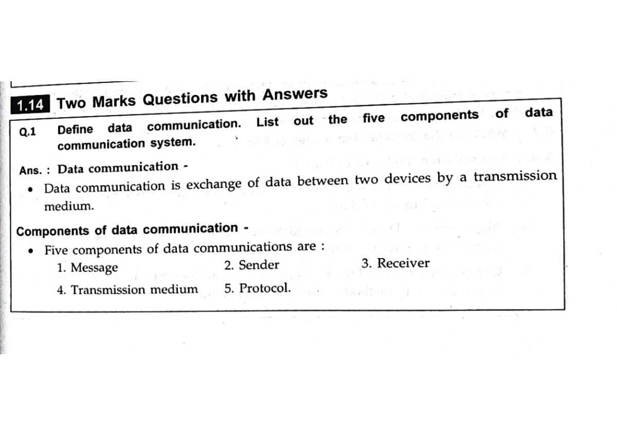 Computer Networks: Two Marks Questions and Answers Compilation - Studocu