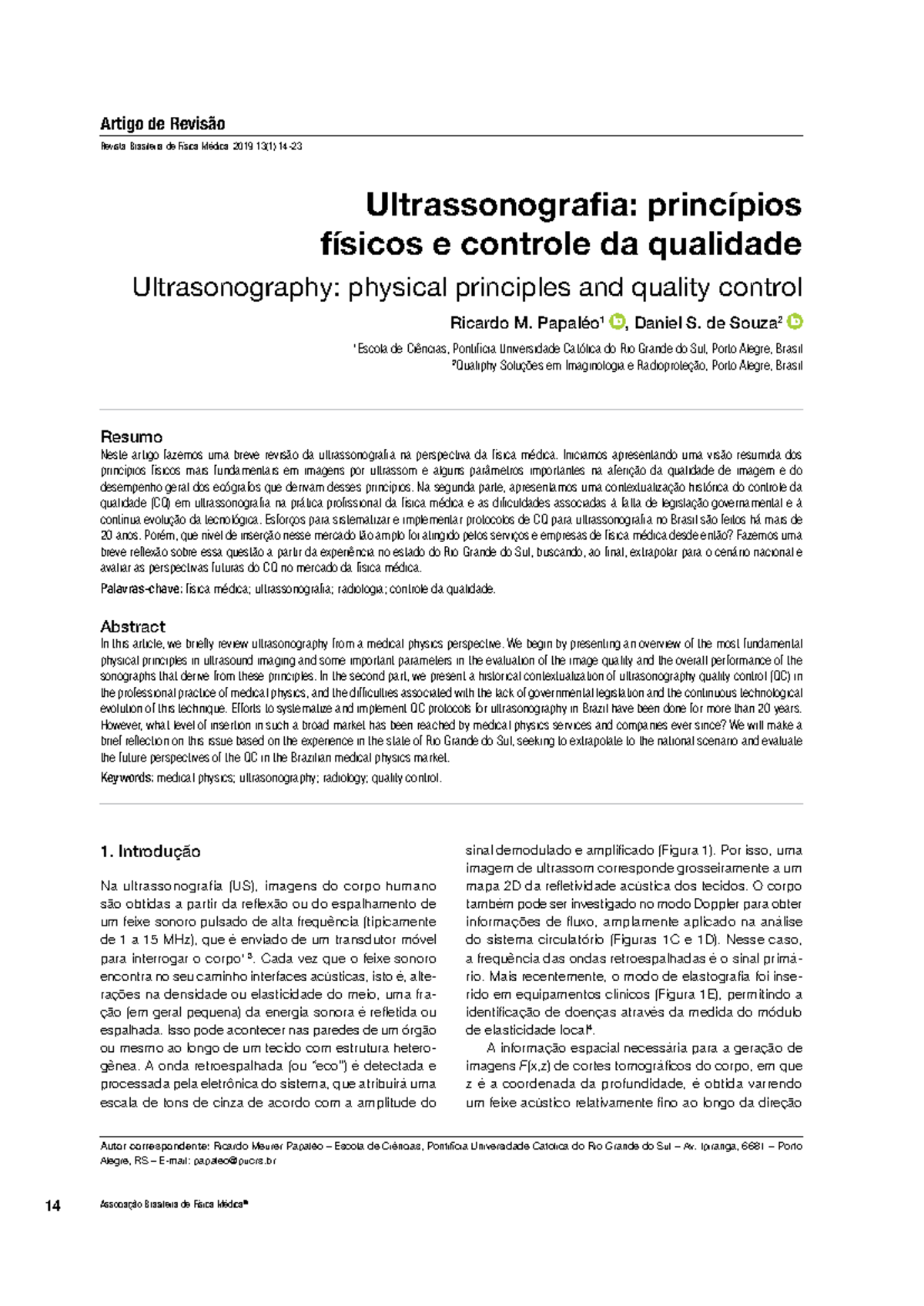 Revisão sobre Ultrassonografia: Princípios Físicos e Controle de ...