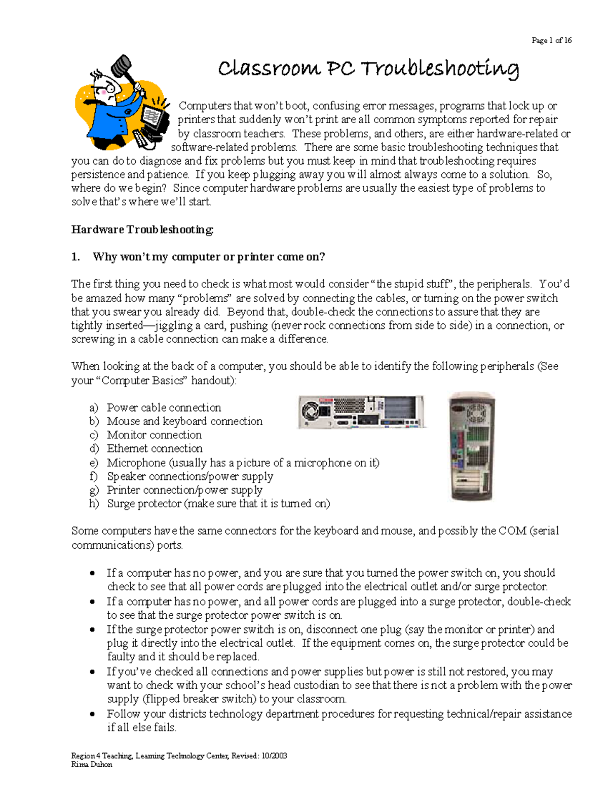 Classroom PC Troubleshooting Branch Lab - Region 4 Teaching, Learning ...