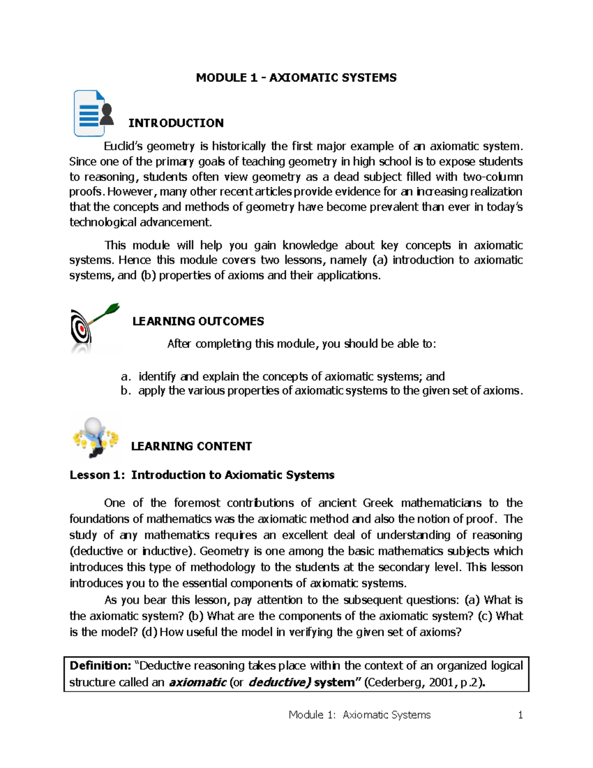 Module 1: Understanding Axiomatic Systems - Key Concepts & Applications - Studocu