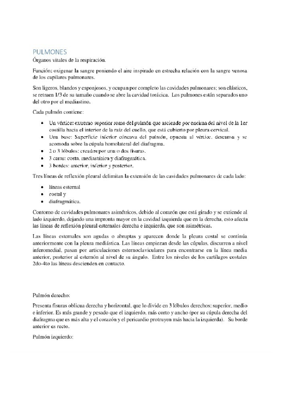 Anatomía Pulmonar en Moore: Páginas 331-340 Resumen Detallado - Studocu