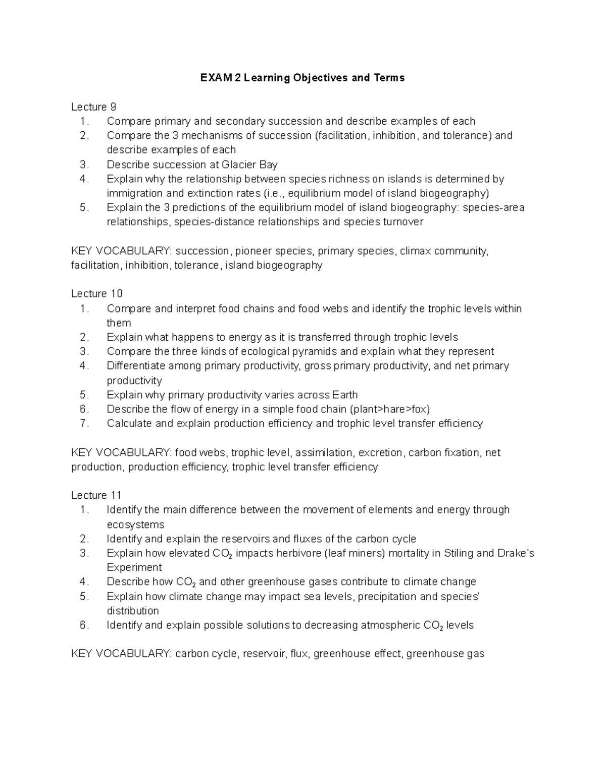 Biol 105 Exam 2: Learning Objectives & Key Terms Overview - Studocu