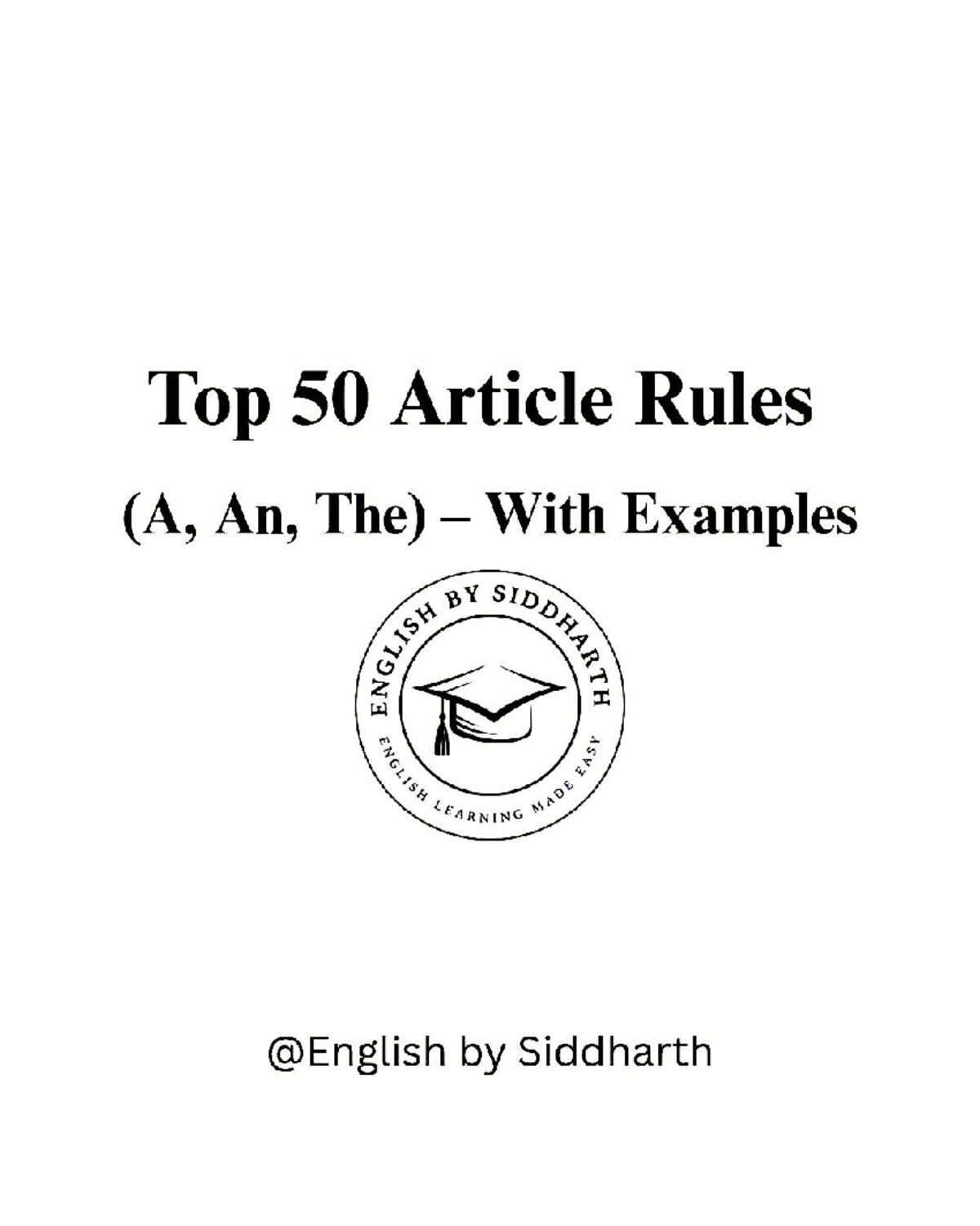 Top 50 Article Rules (A, An, The) with Examples - ENG 101 - Studocu