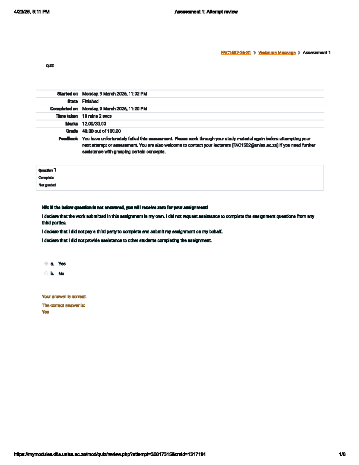 Assignment 1 Review: Attempt Analysis and Feedback - Studocu